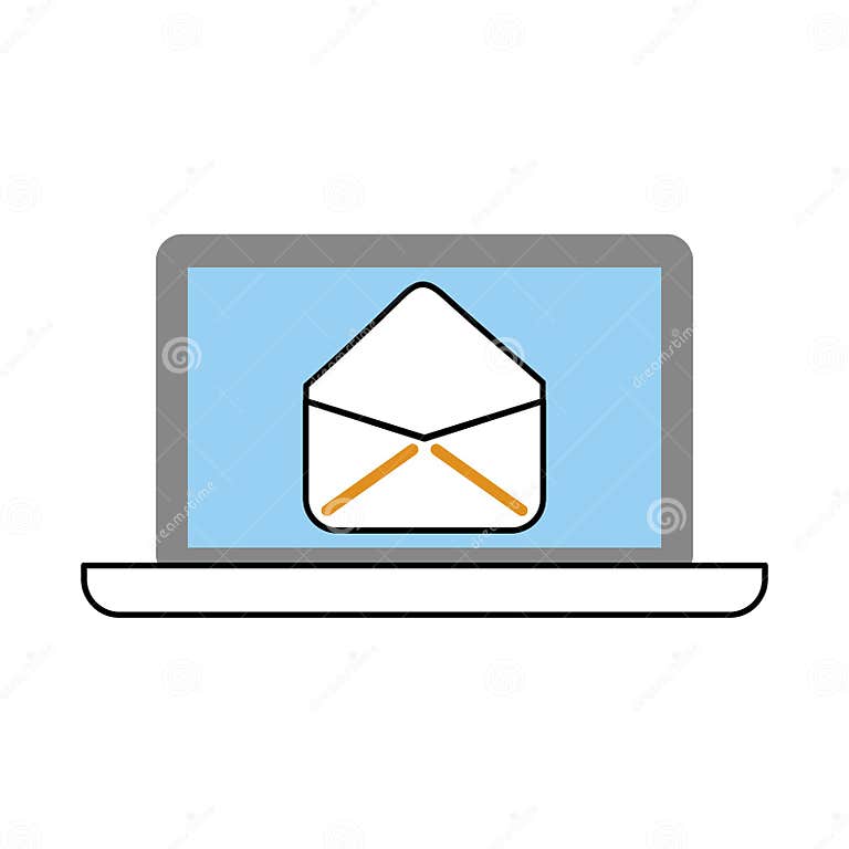 Laptop Computer with Envelope Mail Stock Vector - Illustration of ...