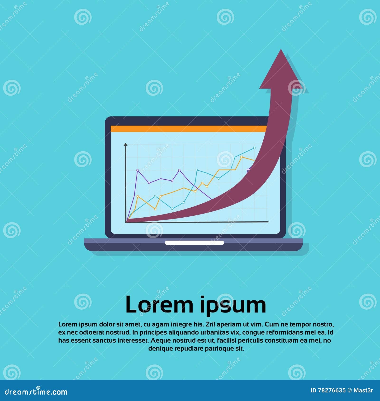 Laptop Computer with Financial Graph Arrow Up Success Stock Vector ...