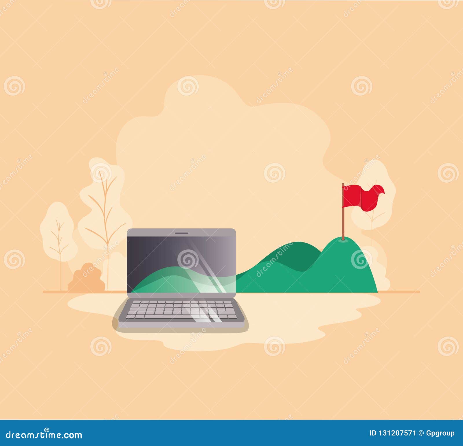 Laptop computer with flag stock vector. Illustration of computer ...