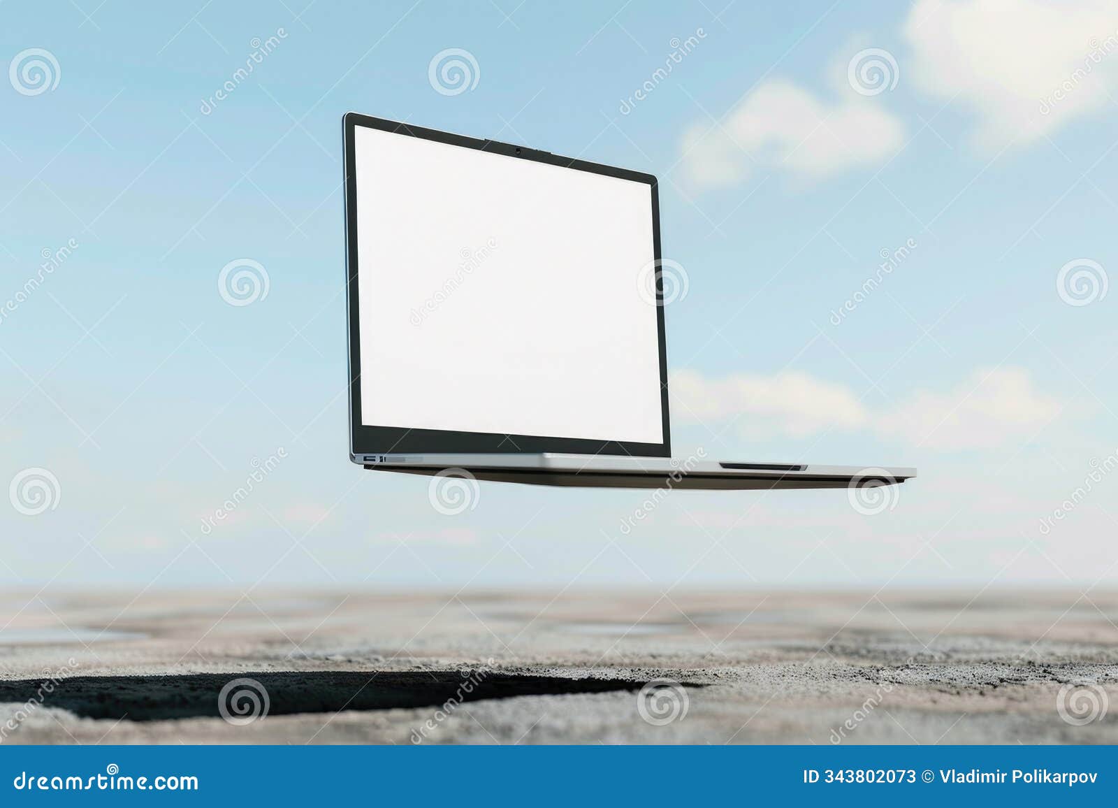 A Laptop Computer is Flying in Mid-air, Suspended by an Invisible Force ...