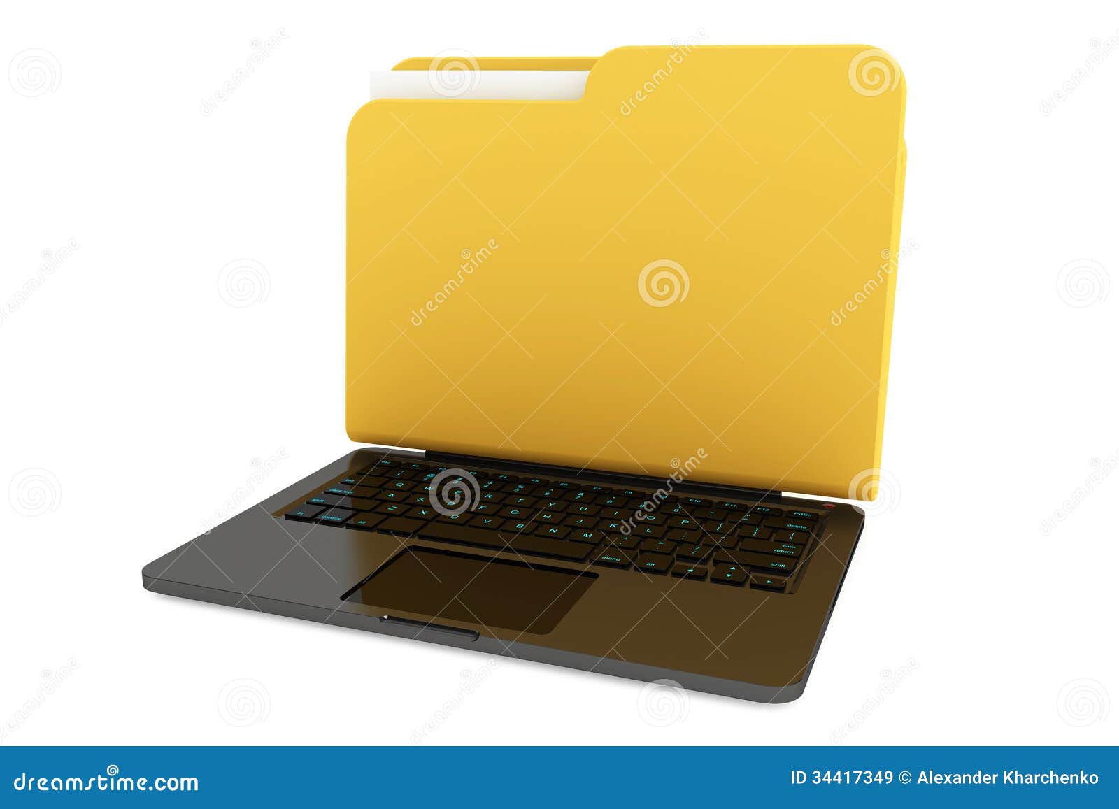 Laptop Computer with Folder As Screen Stock Illustration - Illustration ...