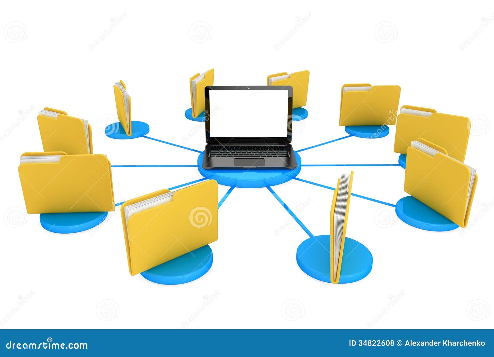 Laptop Computer with Folders Stock Illustration - Illustration of ...