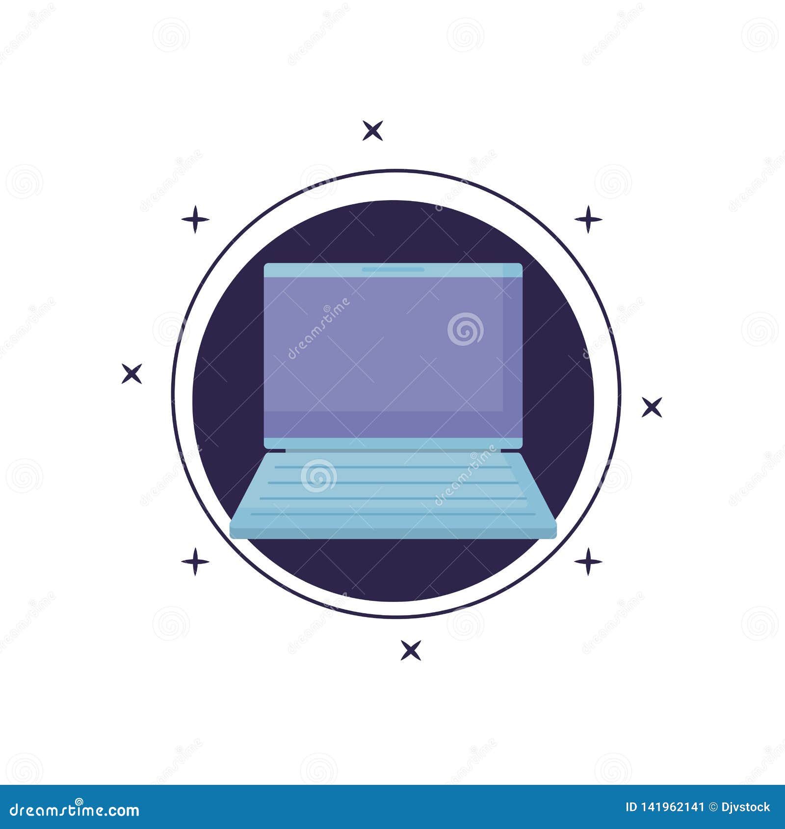 Laptop Computer in Frame Circular Stock Vector - Illustration of laptop ...