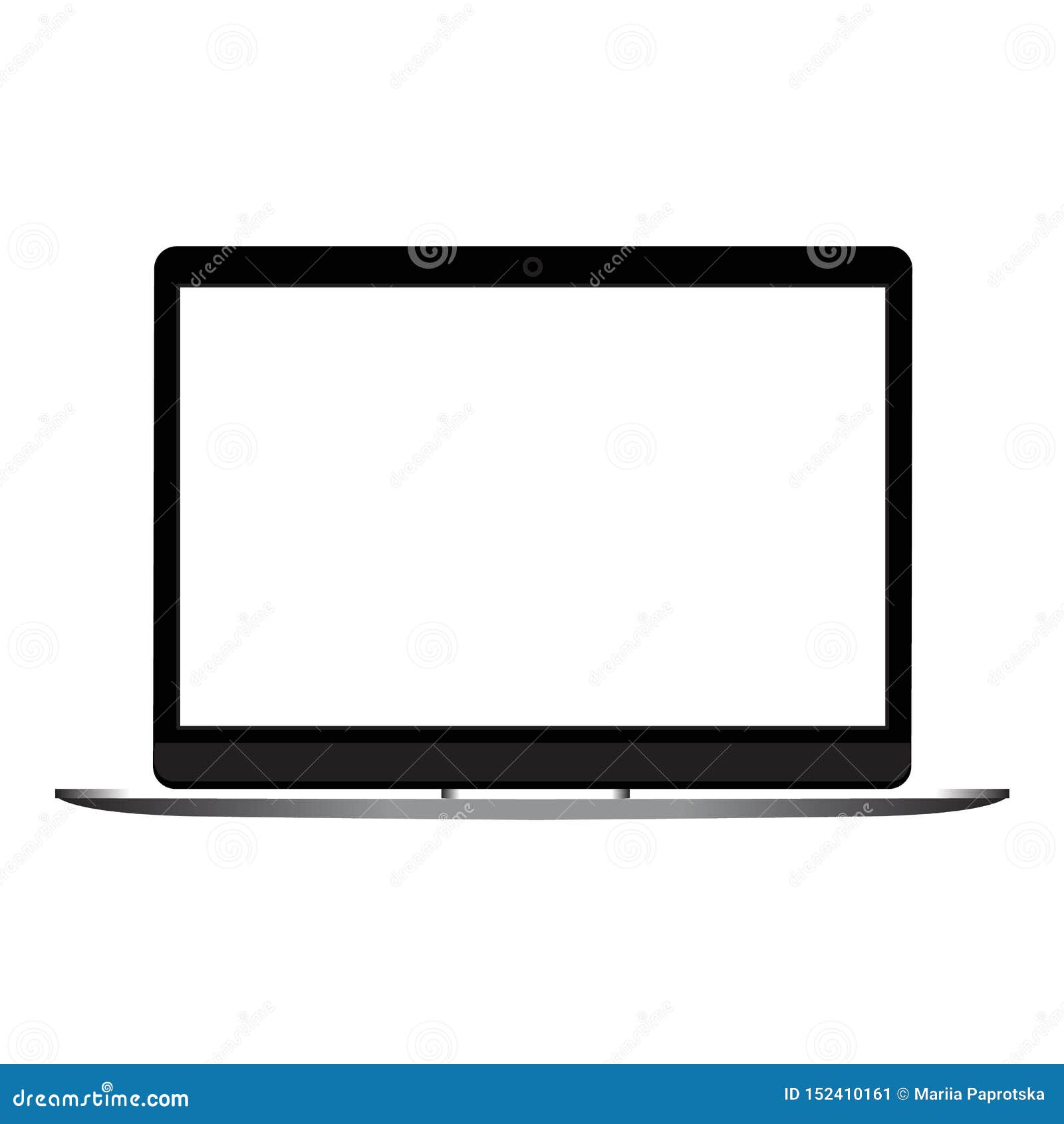 Laptop Computer Front View. Realistic Model, Vector Mockup with a Clean ...