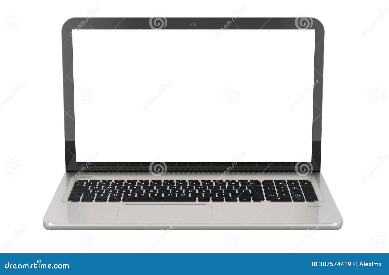 Laptop Computer, Front View with White Screen, 3D Rendering Stock ...