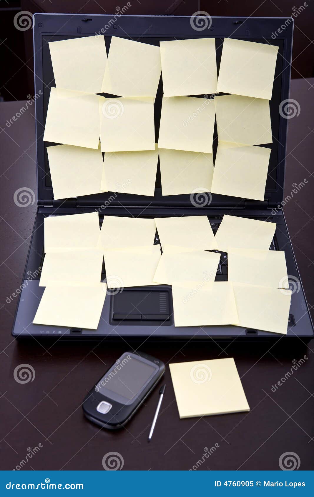 Laptop Computer Full of Blank Post-it Reminders Stock Image - Image of ...