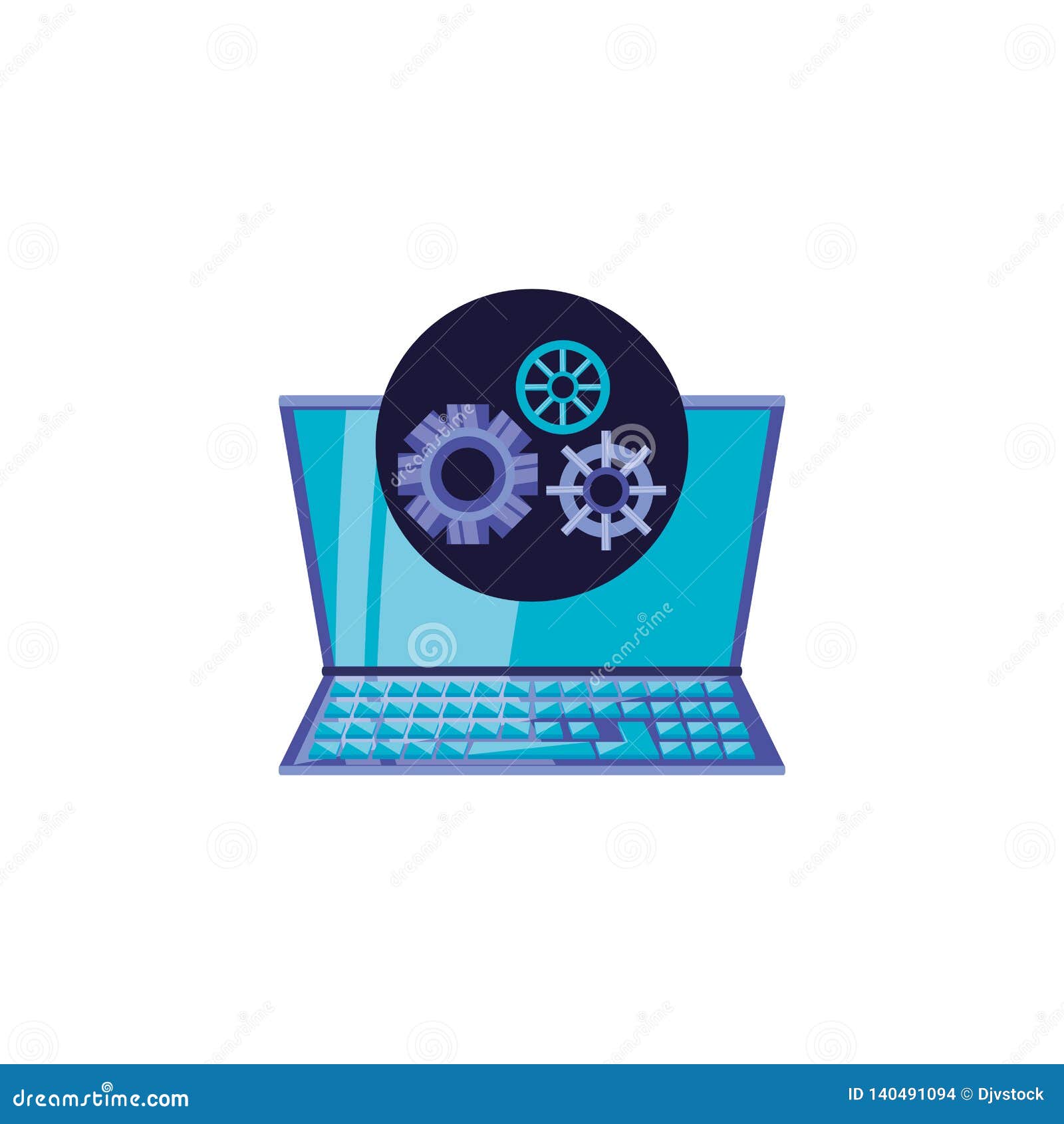 Laptop Computer with Gears Icon Stock Vector - Illustration of network ...