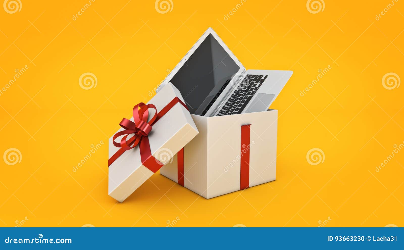 Laptop Computer. Gift Box Concept Stock Illustration - Illustration of ...