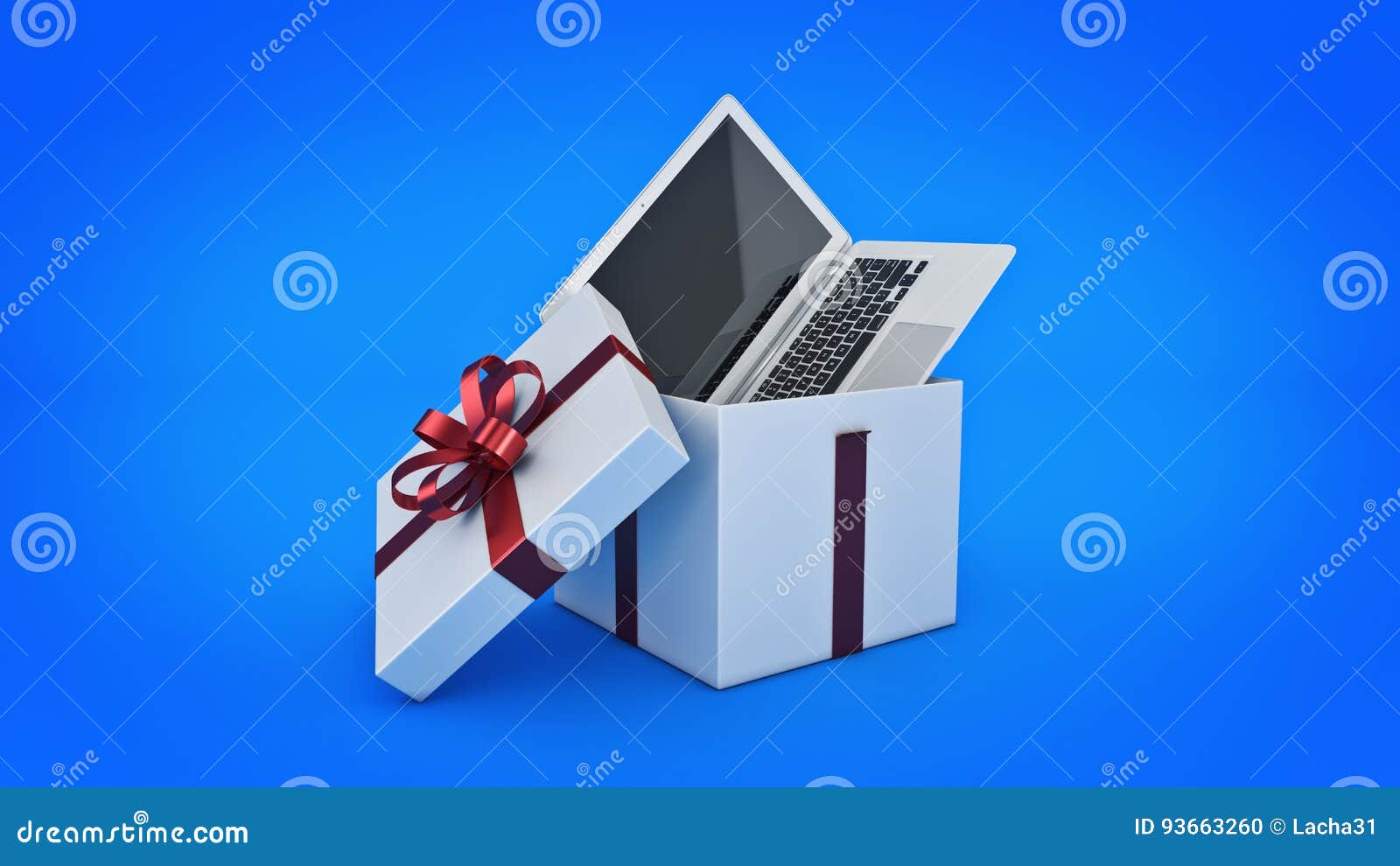 Laptop Computer. Gift Box Concept Stock Illustration - Illustration of ...