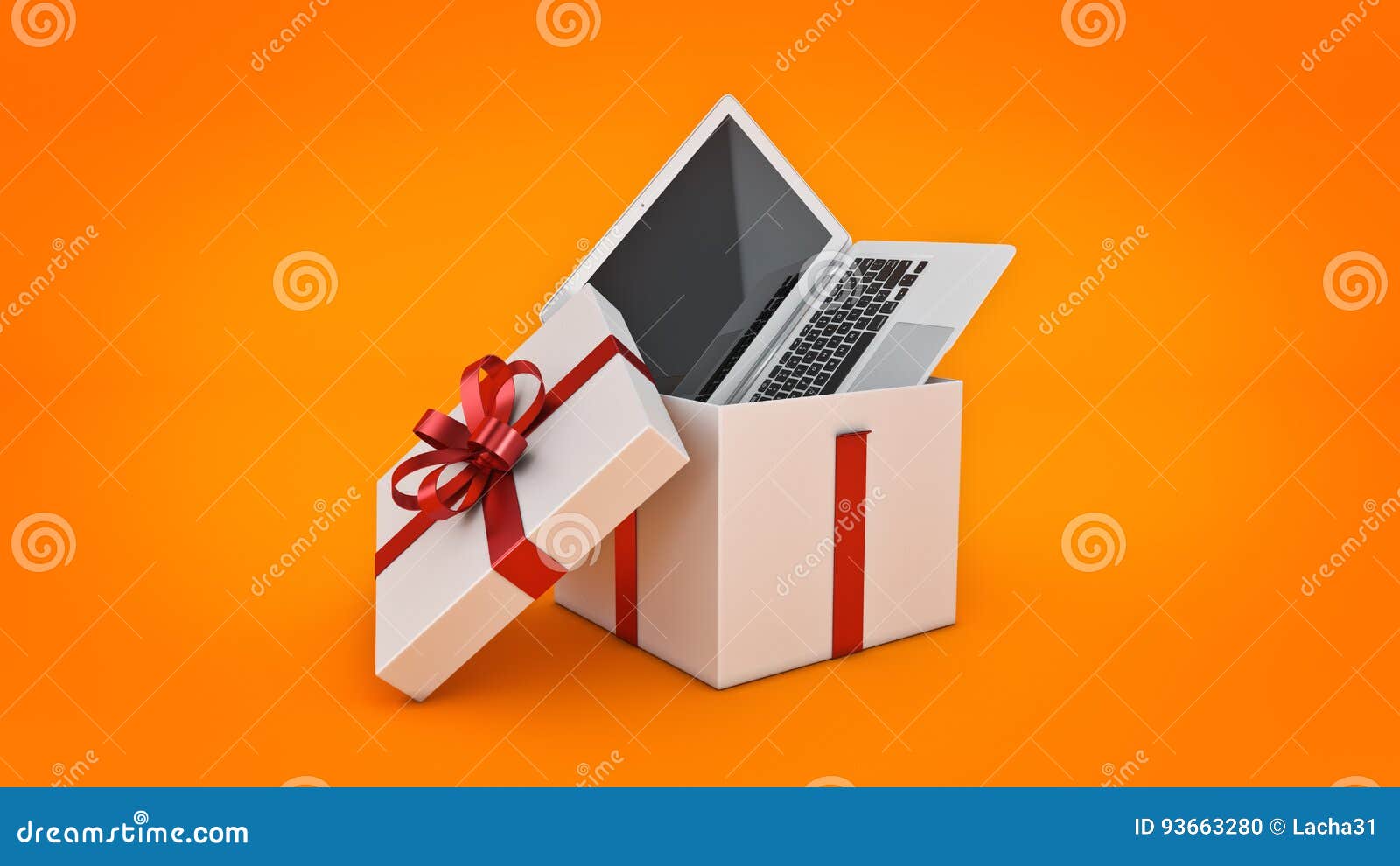Laptop Computer. Gift Box Concept Stock Illustration - Illustration of ...