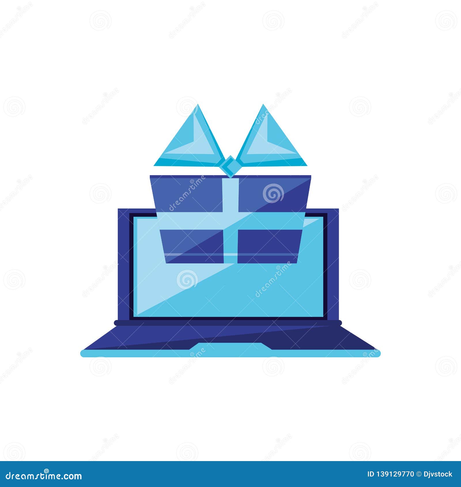 Laptop Computer with Gift Box Stock Vector - Illustration of monitor ...