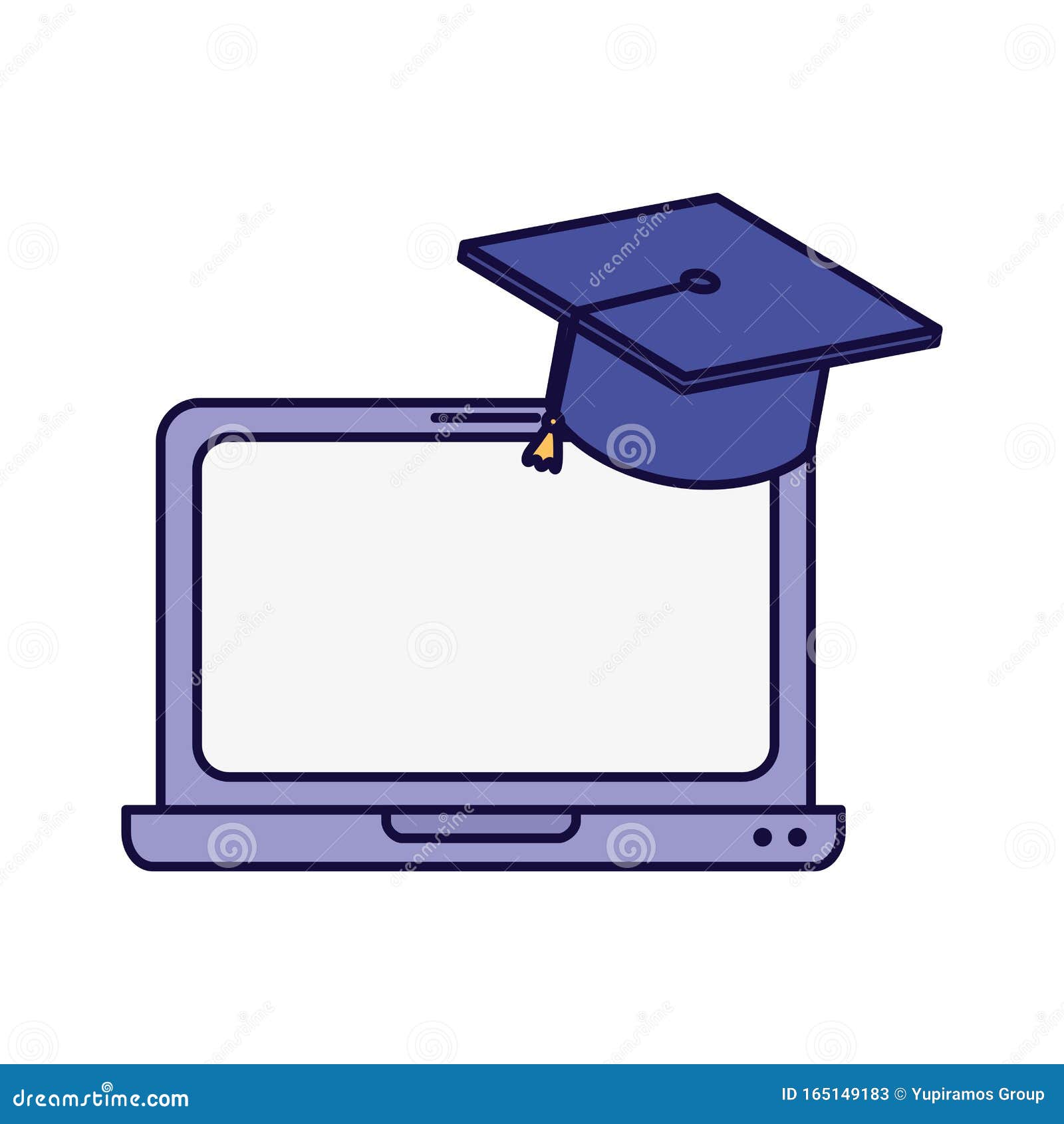 Laptop Computer Graduation Hat School Learning Online Stock Vector ...