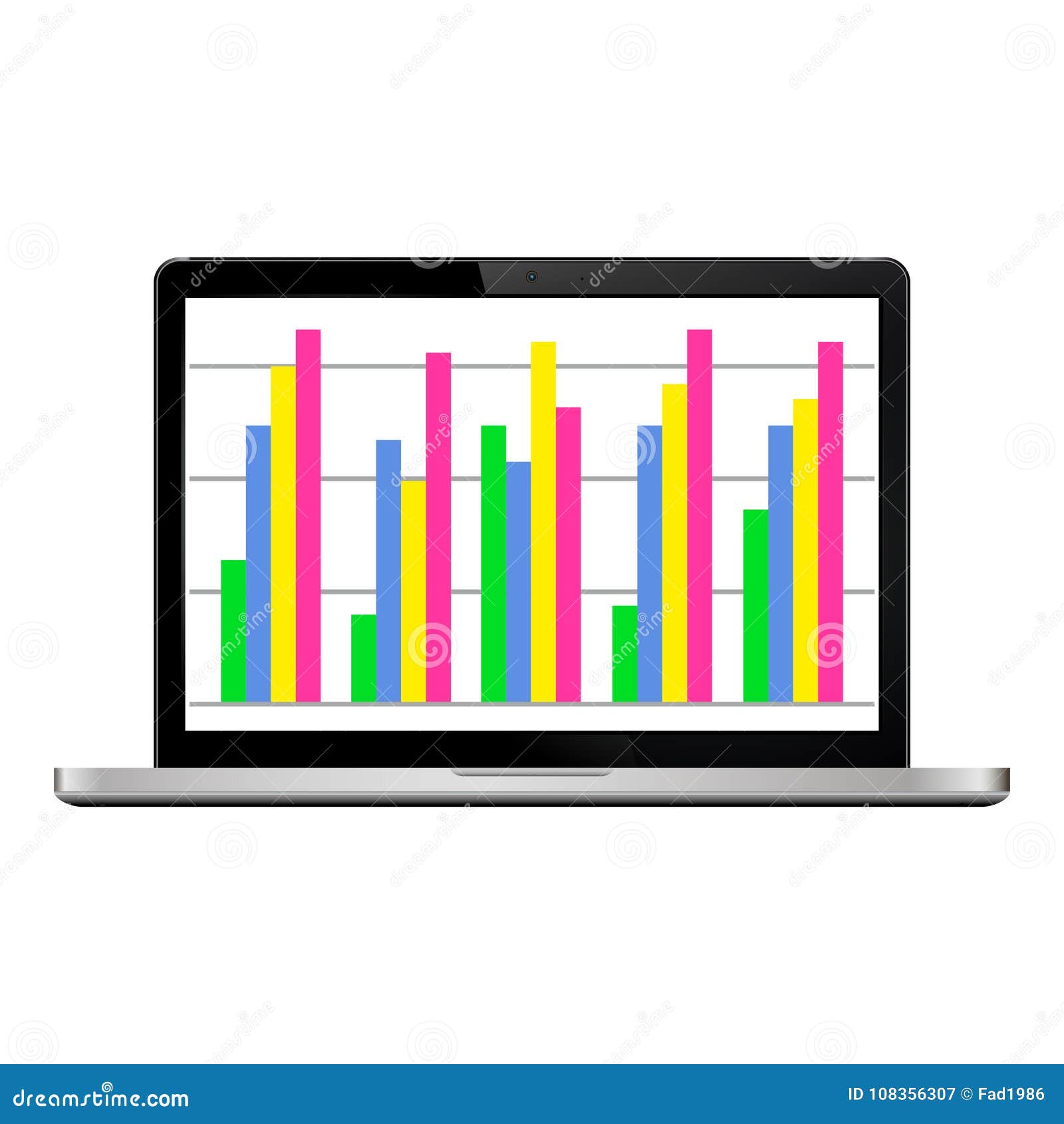Laptop Computer with Graph on the Screen. Online Business Analytics ...