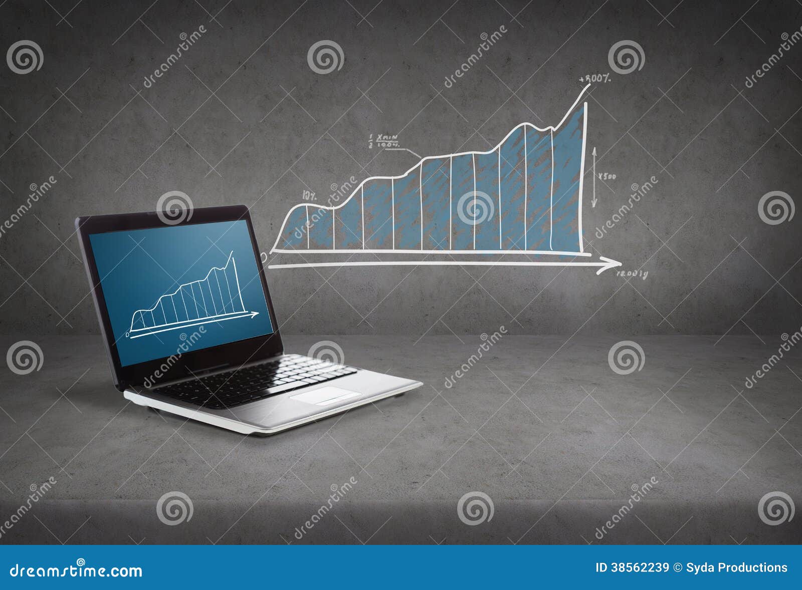 Laptop Computer with Graph on Screen Stock Image - Image of growth ...