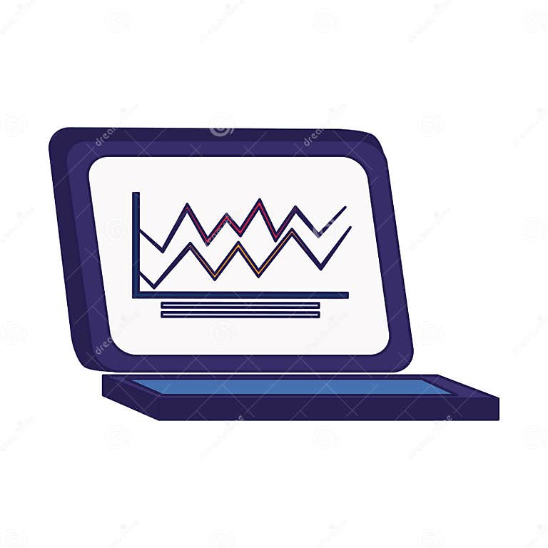Laptop Computer with Graphic Chart Stock Vector - Illustration of ...