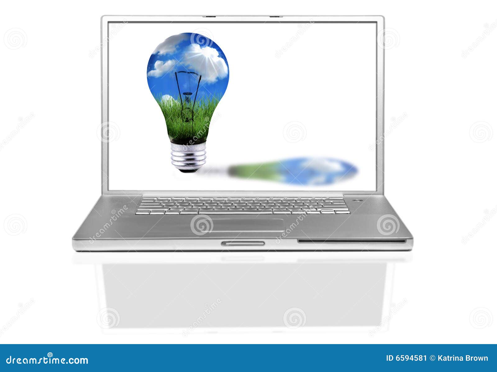 Laptop Computer with Green Energy Concept Stock Image - Image of high ...