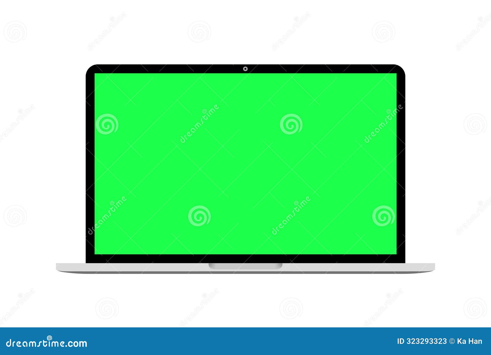 Laptop Computer Green Screen Icon. Notebook Display Mockup Illustration ...