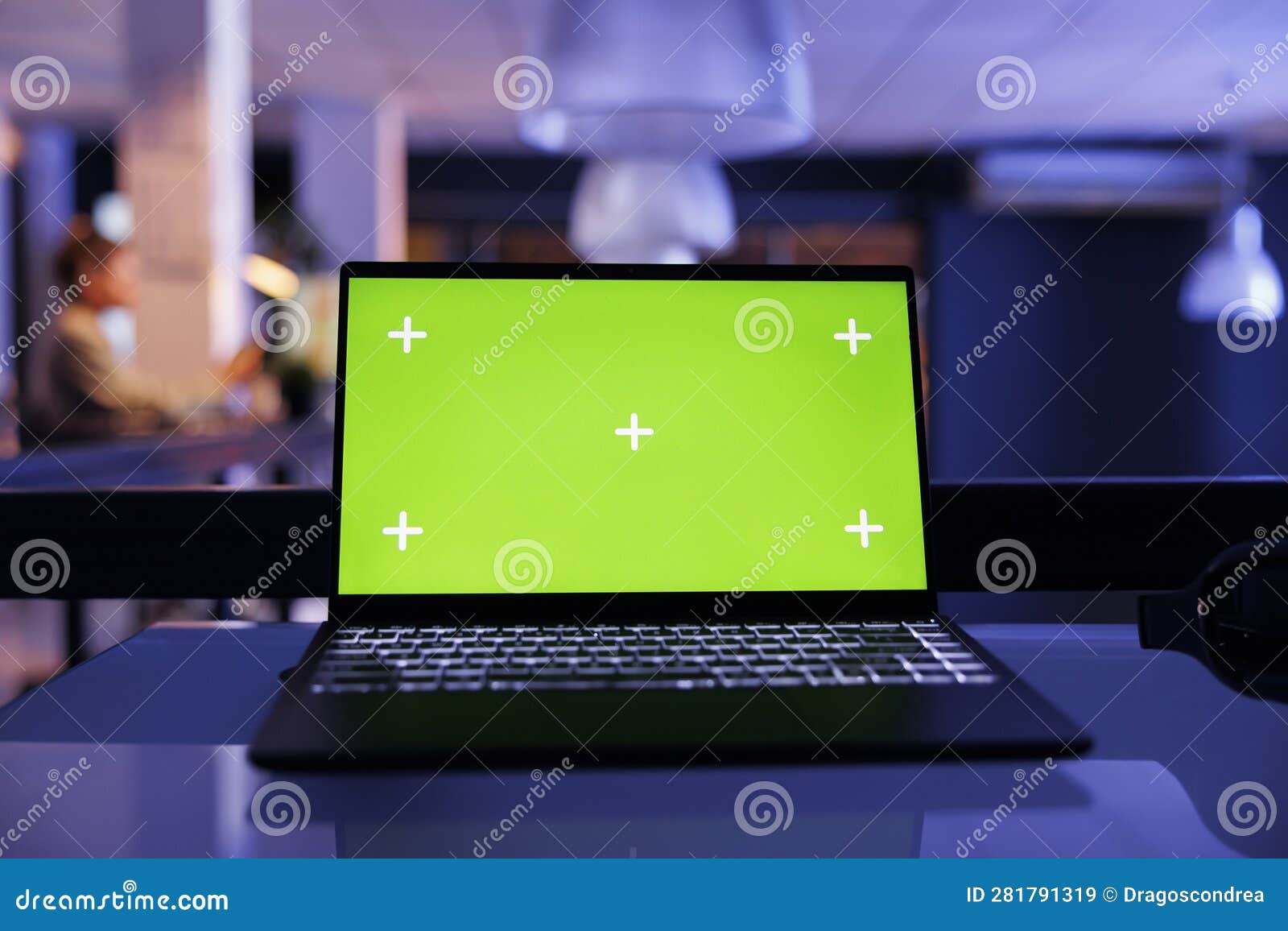 Laptop Computer with Green Screen Mock Up Chroma Key with Isolated ...
