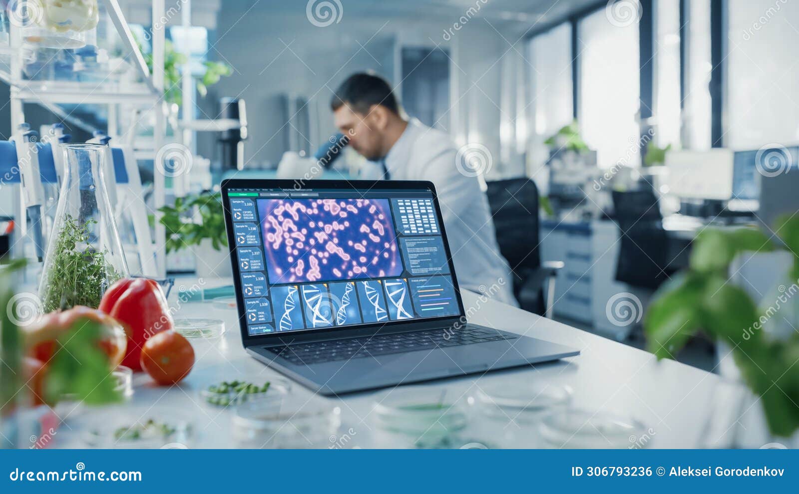 Laptop Computer with Green Screen Mock Up Display on a Table in ...