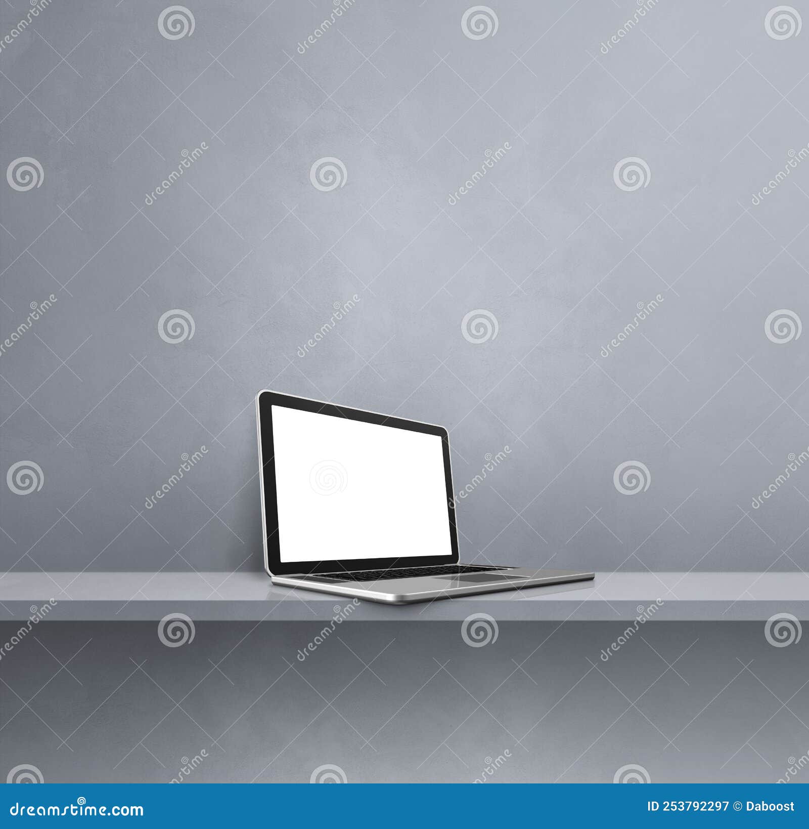 Laptop Computer on Grey Shelf. Square Background Stock Illustration ...