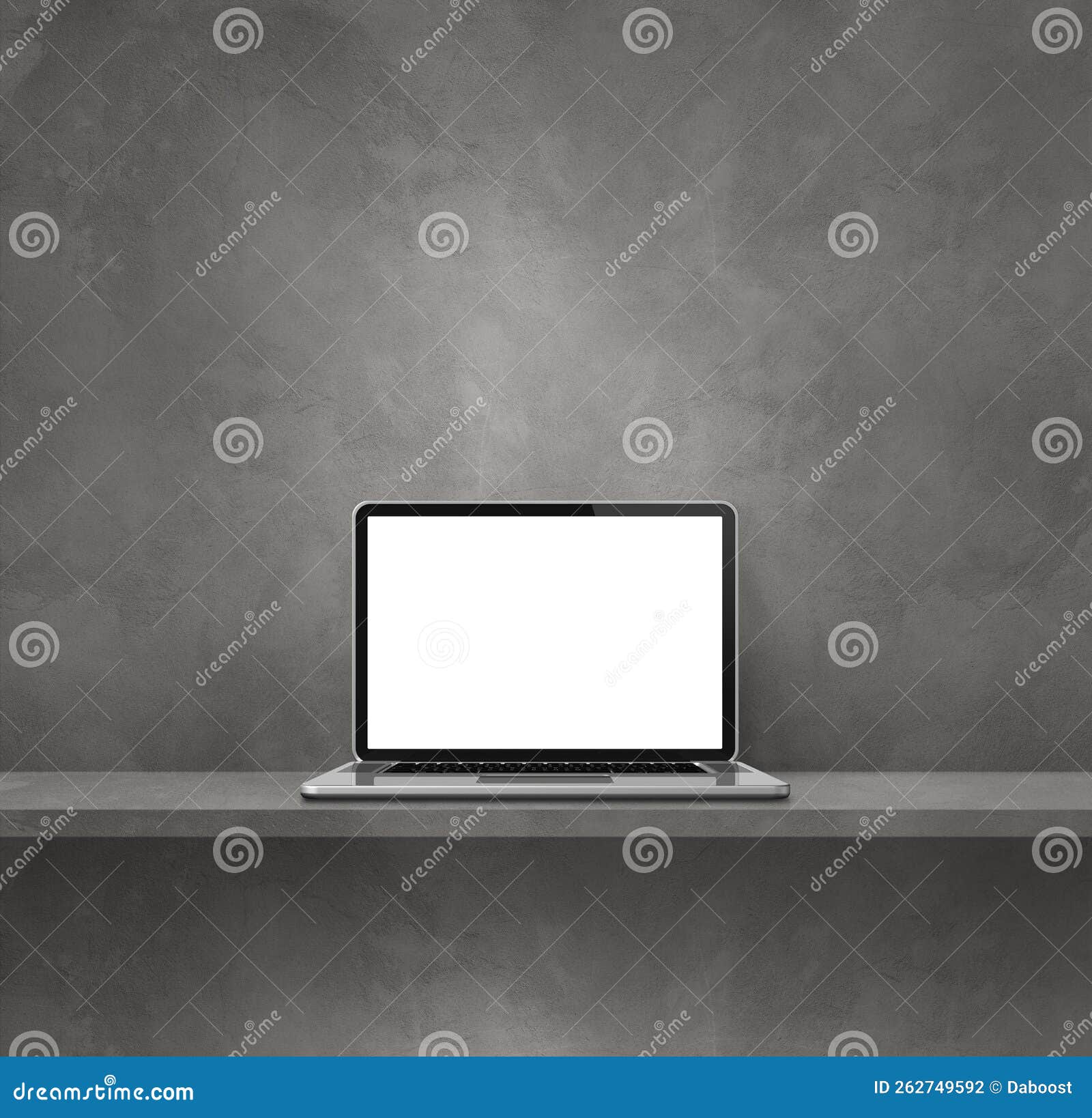Laptop Computer on Grey Shelf. Square Background Stock Illustration ...