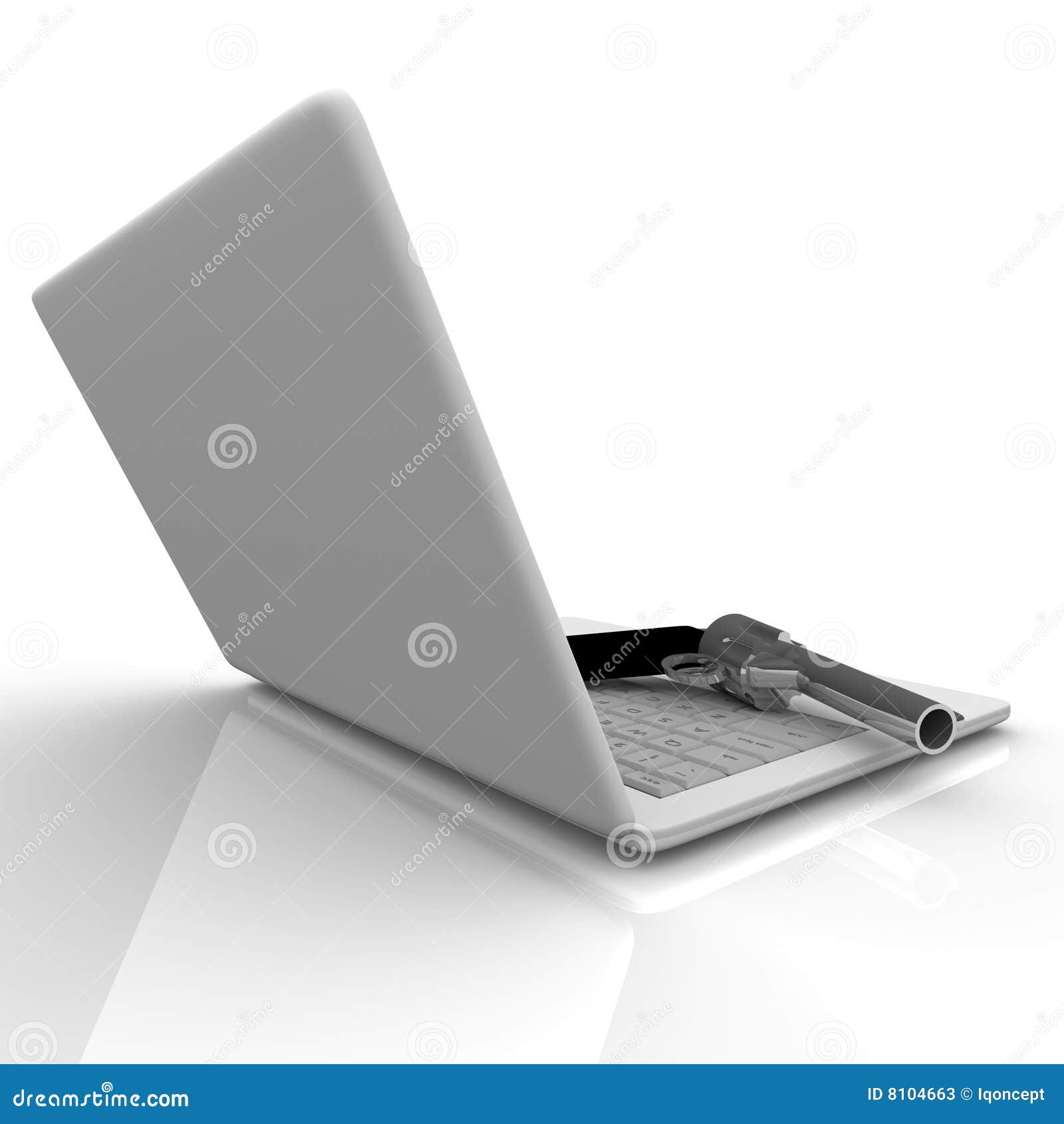 Laptop Computer and Gun stock illustration. Illustration of hack - 8104663