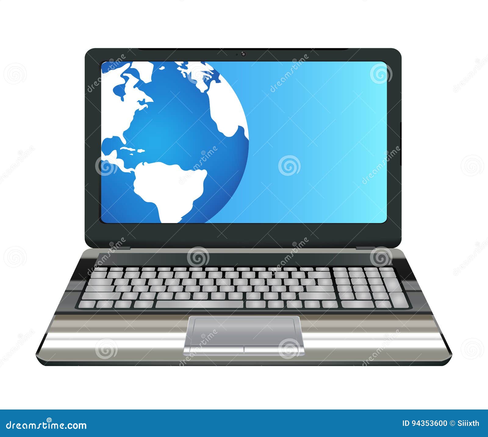 Laptop Computer with Half Earth Globe on Screen Stock Vector ...