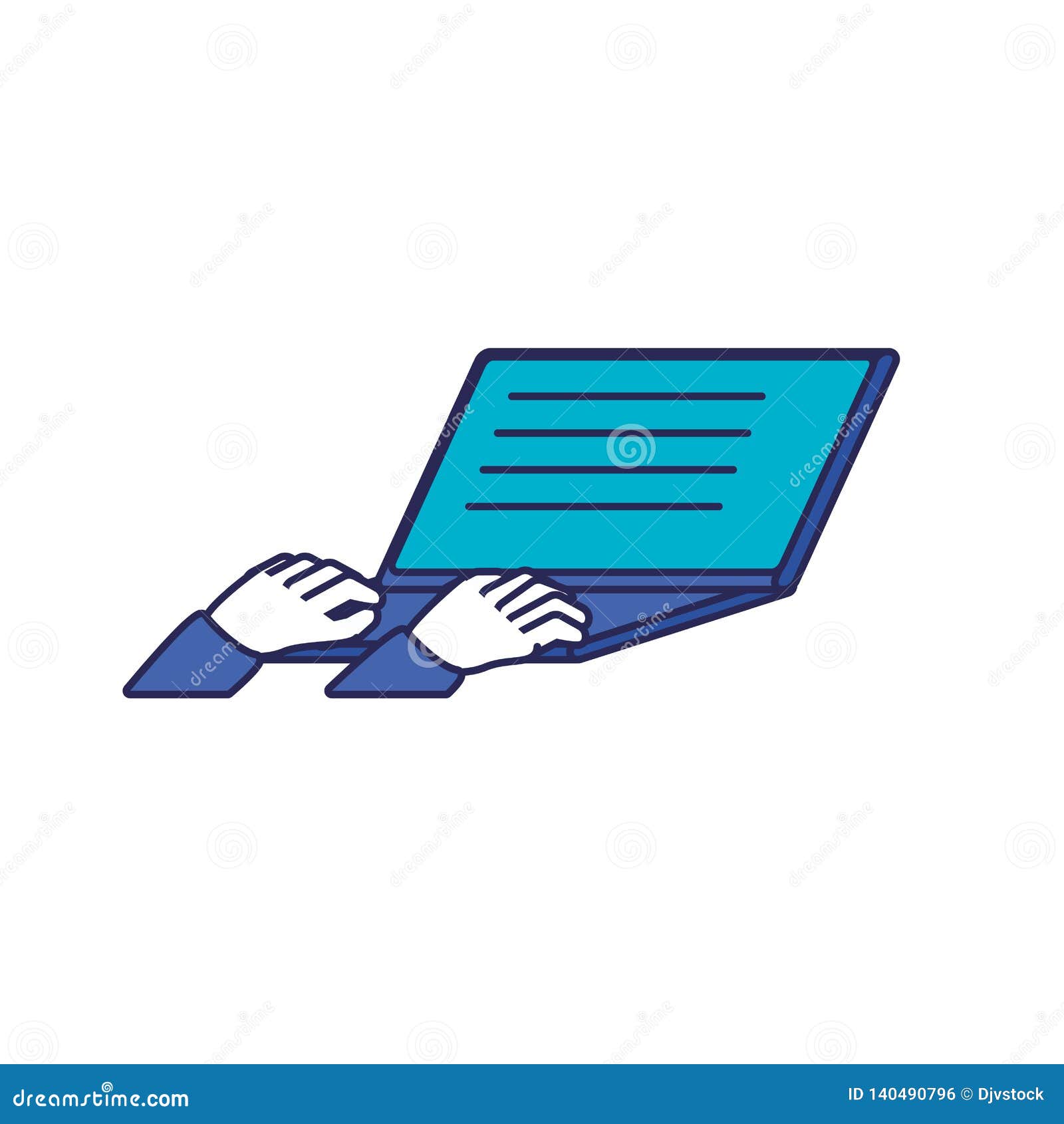 Laptop Computer with Hands Icon Stock Vector - Illustration of hands ...