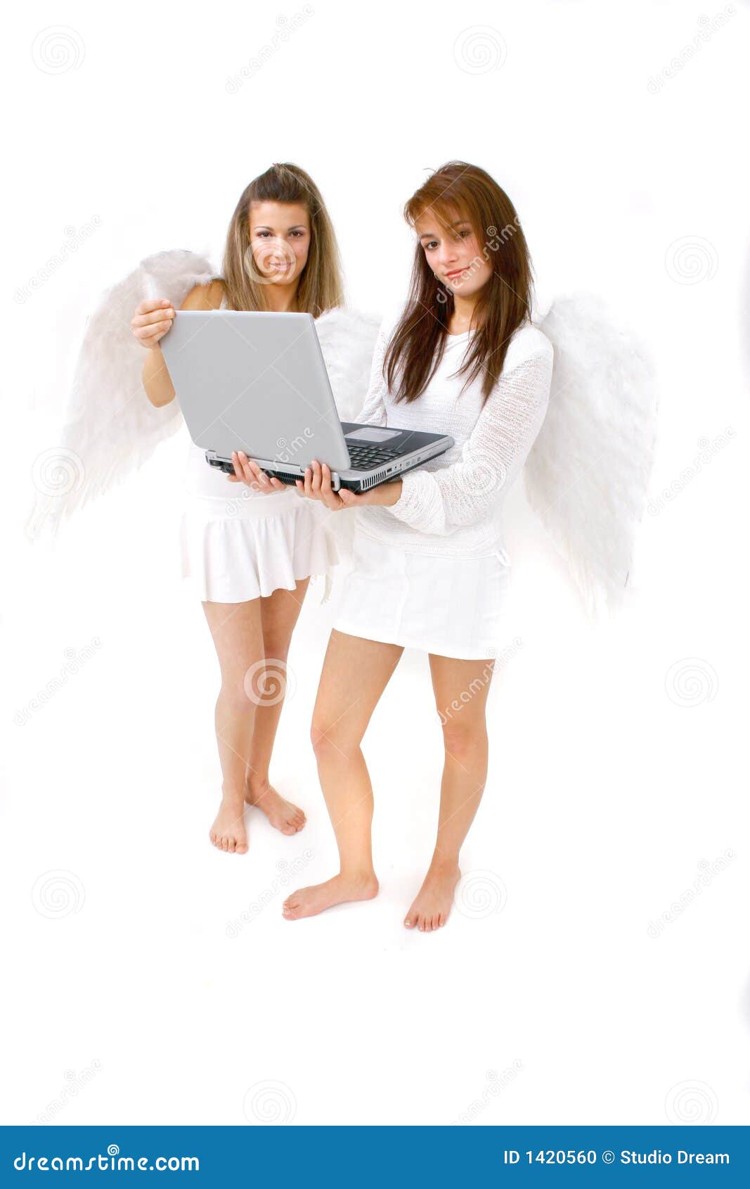 Laptop Computer from Heaven Stock Photo - Image of computer, smiling ...