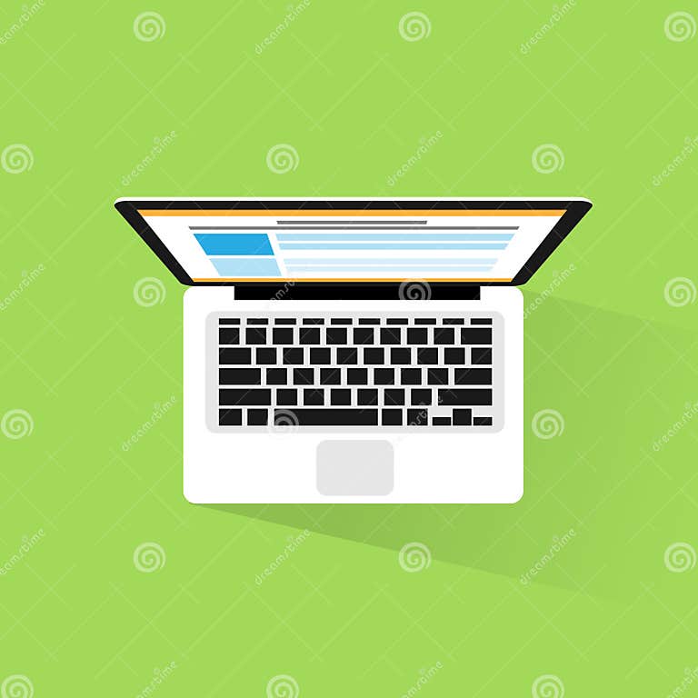 Laptop Computer Icon Flat Design Vector Stock Vector - Illustration of ...