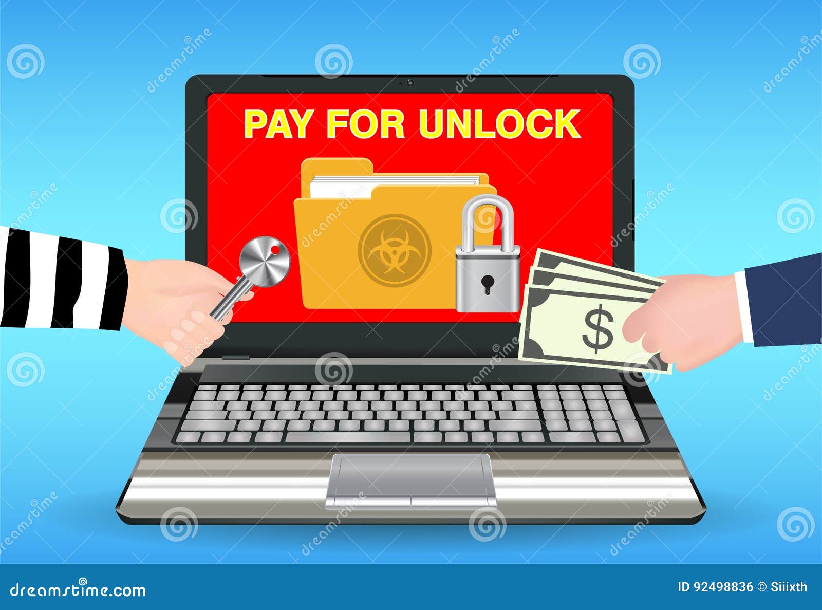 Ransomware, Virus Attack Alert On A Computer Laptop Screen, Wooden Desk ...