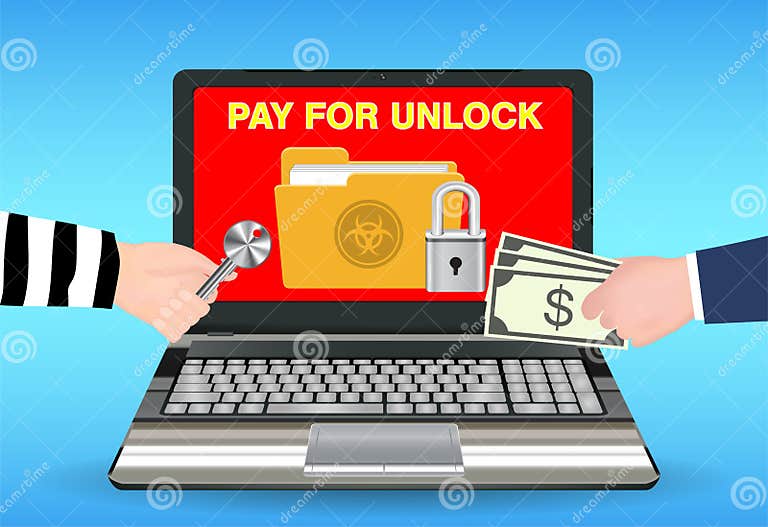 Laptop Computer Infected Ransomware Virus Pay for Unlock Data Stock ...