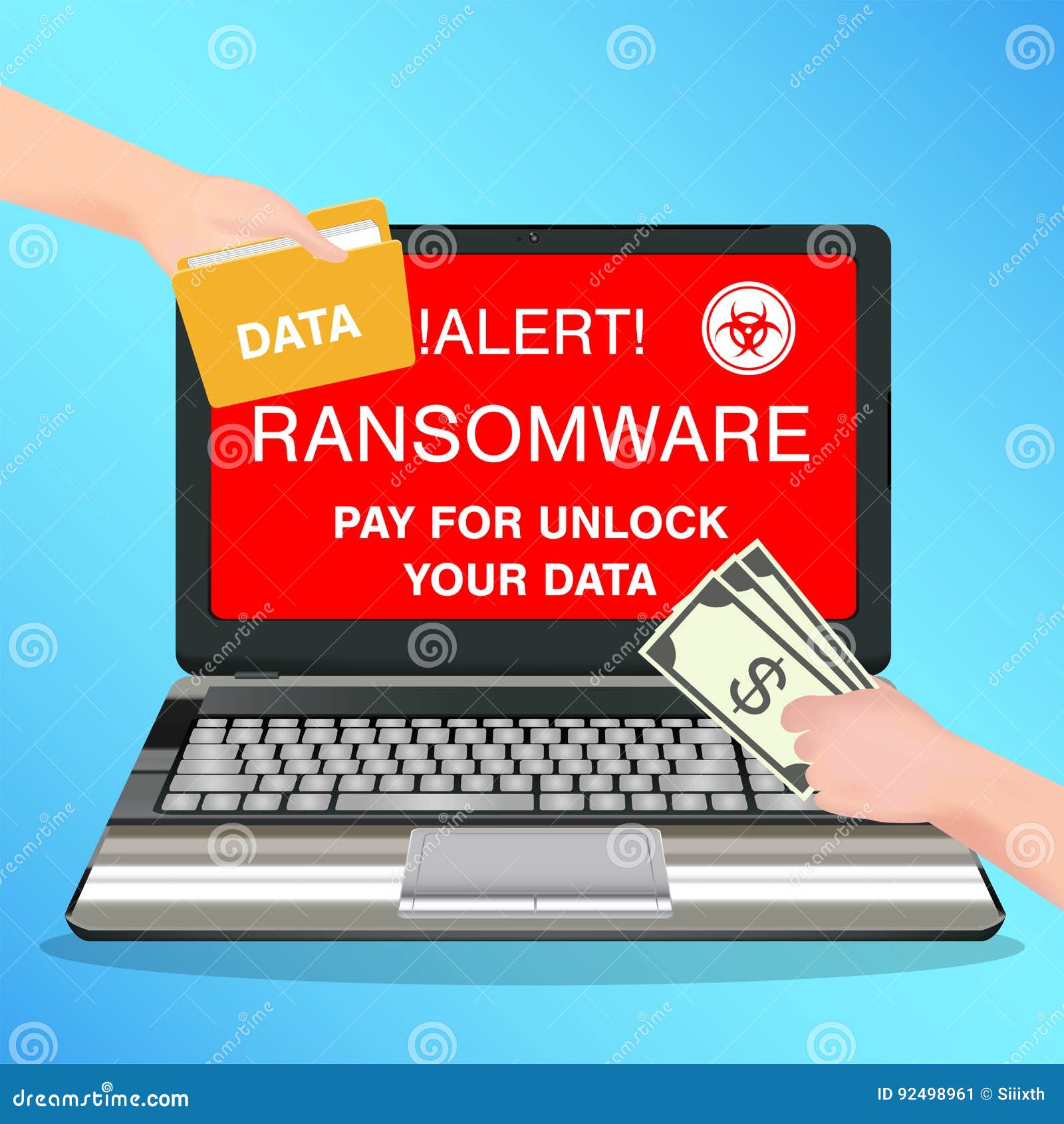 Laptop Computer Infected Ransomware Virus Pay for Unlock Data Stock ...