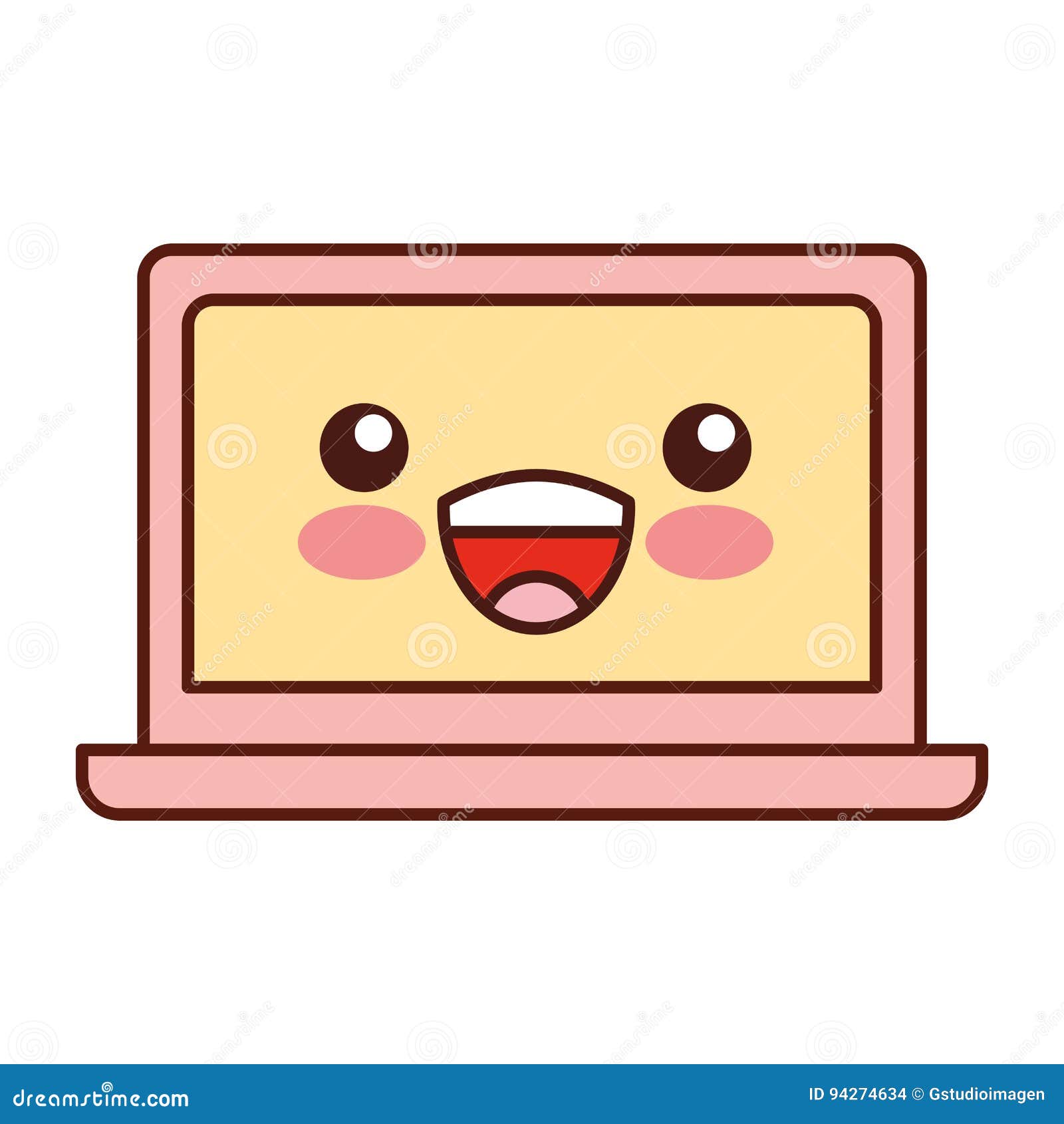 Laptop Computer Kawaii Character Stock Vector - Illustration of keypad ...
