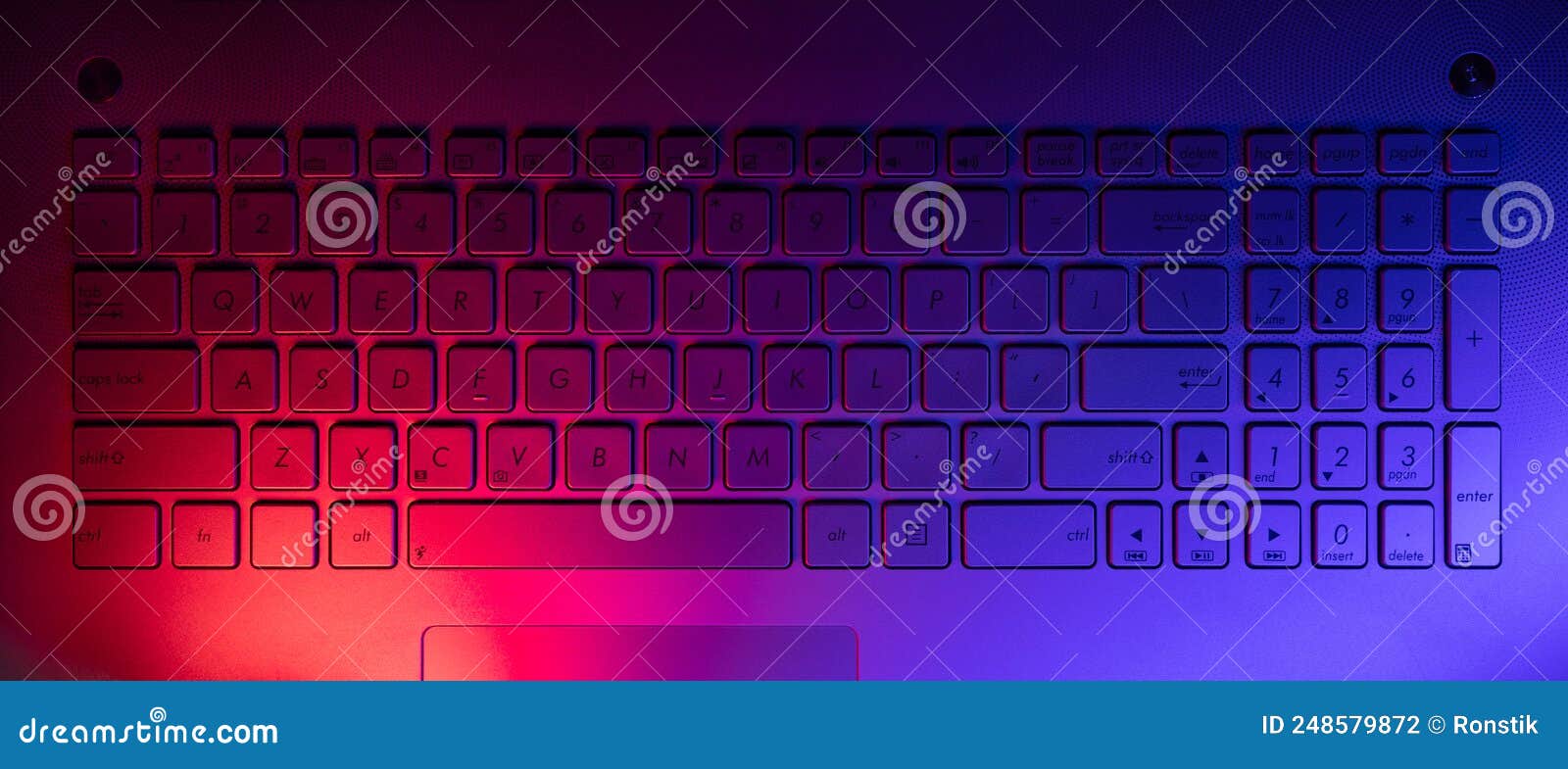 Laptop Computer Keyboard with Neon Lights Stock Photo - Image of laptop ...