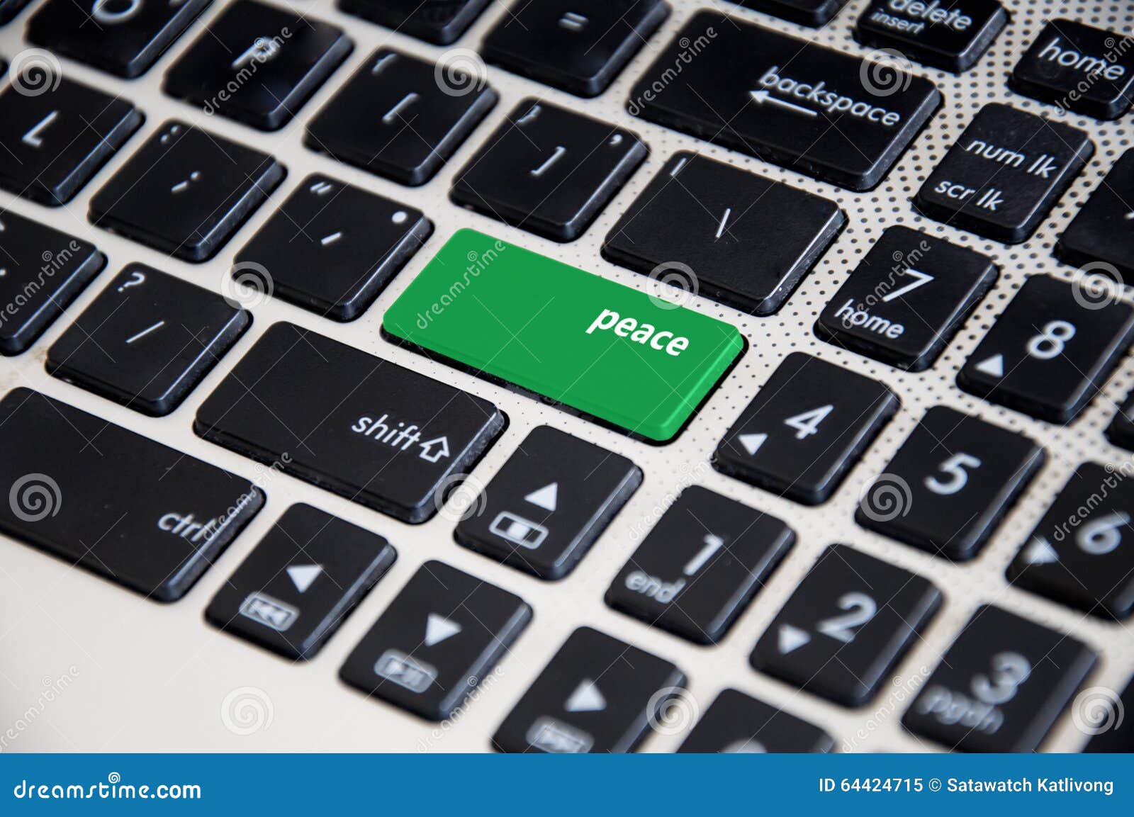Laptop Computer Keyboard with Peace Botton Stock Image - Image of ...