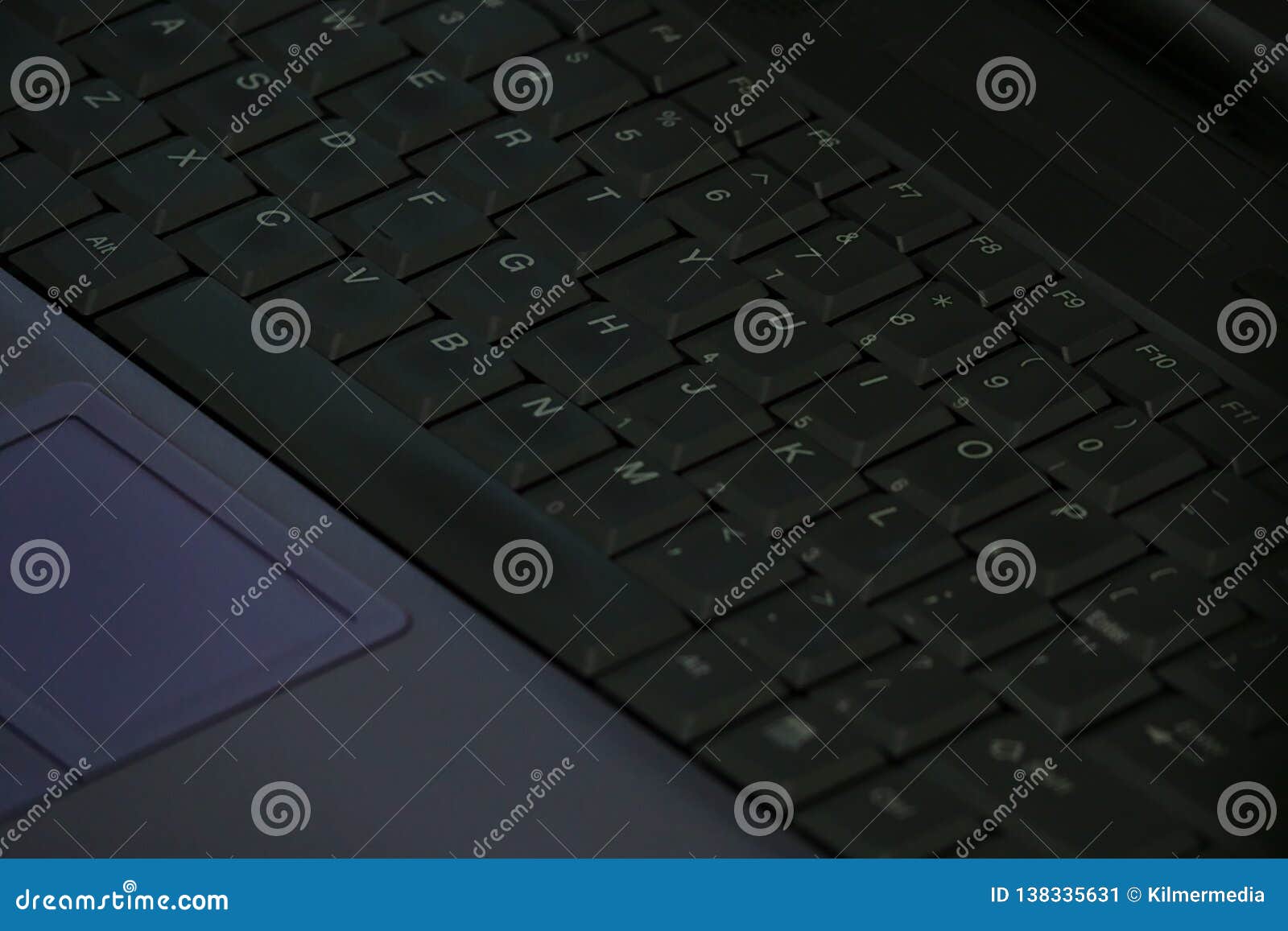A Laptop Computer Keyboard is Shown Up Close in a Diagonal View Stock ...