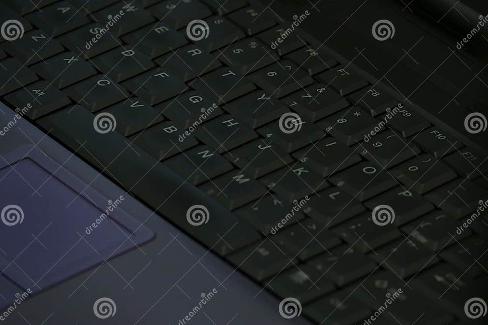 A Laptop Computer Keyboard is Shown Up Close in a Diagonal View Stock ...