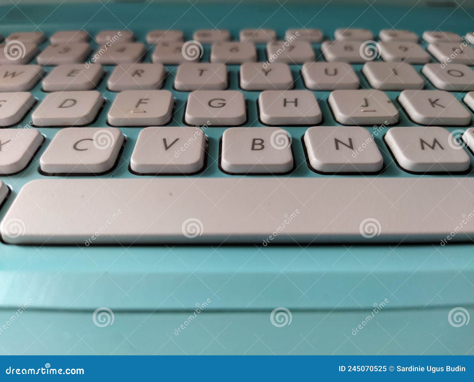 Laptop or Computer Keyboard on Turquoise Blue Background Stock Image ...