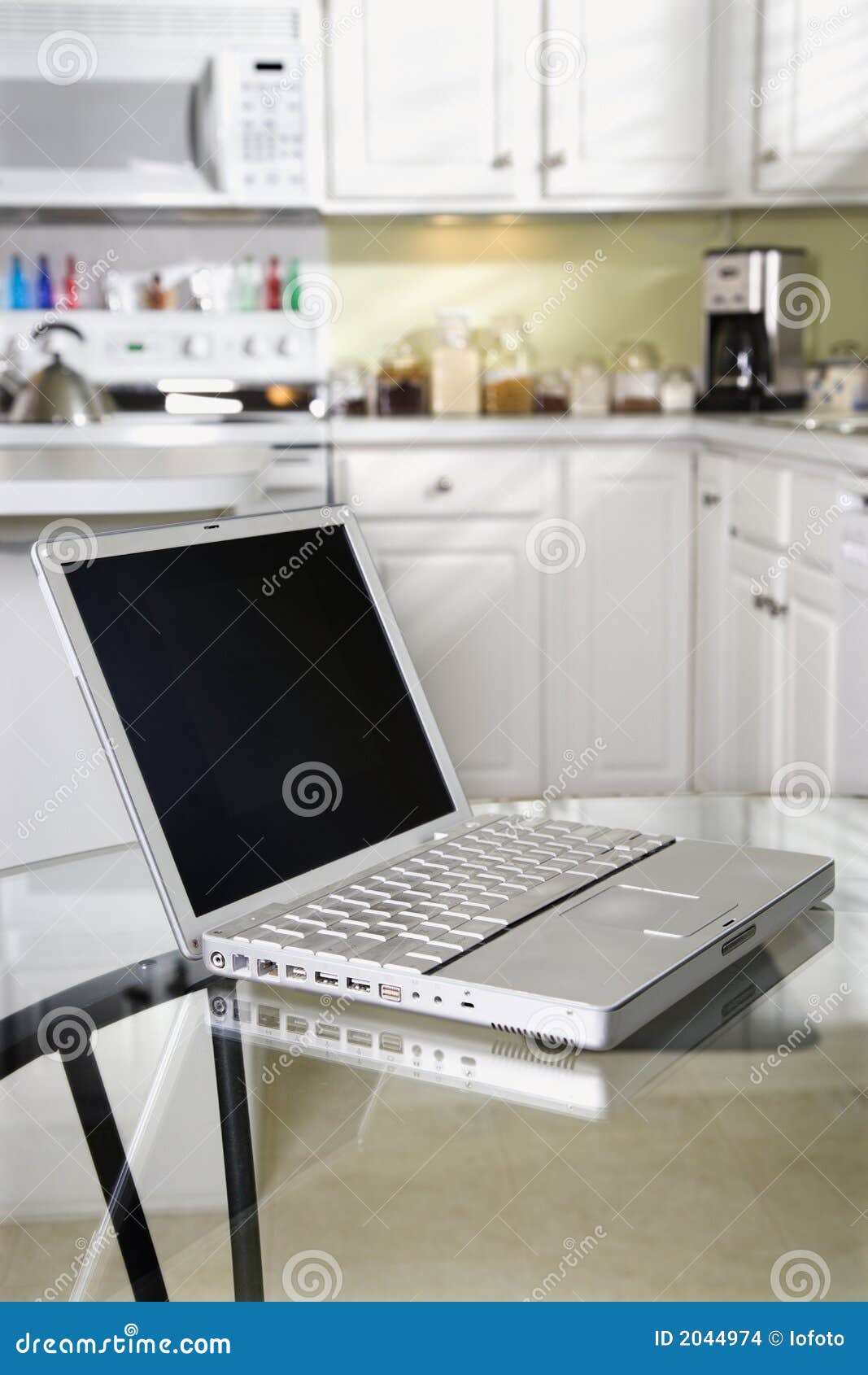 Laptop Computer on Kitchen. Stock Photo - Image of ethnic, indoors: 2044974