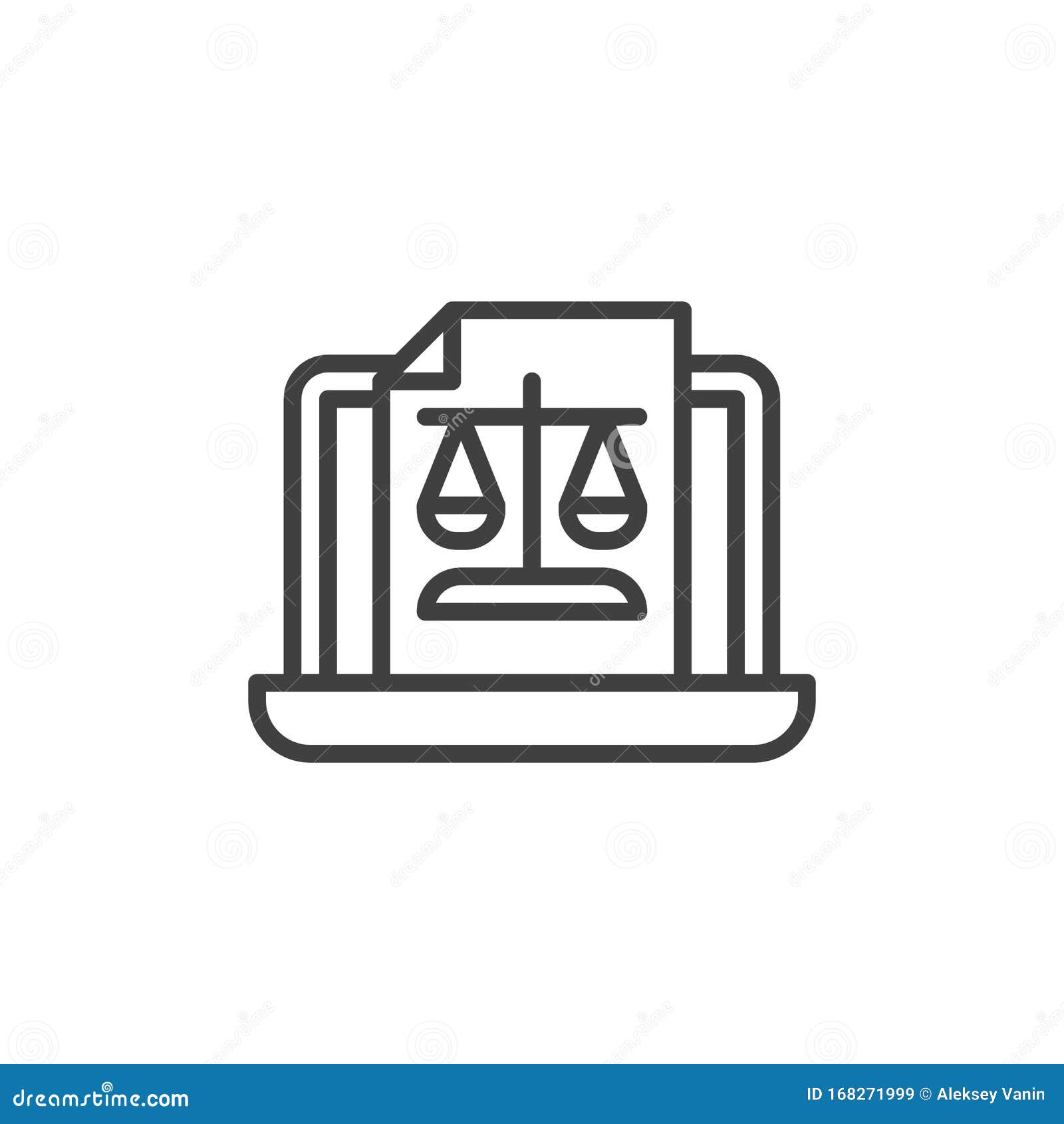 Laptop Computer with Law Document File Line Icon Stock Vector ...