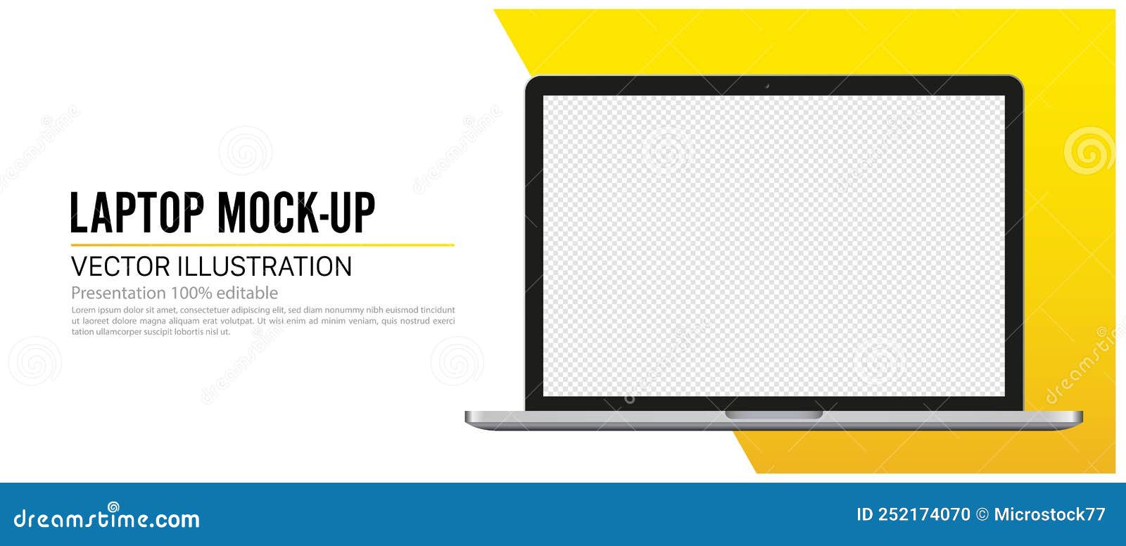 Laptop Computer Layout Mockup for Advertising Presentation, Vector ...