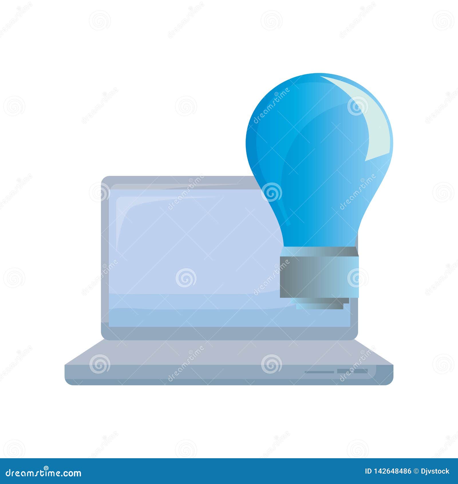 Laptop Computer Light Bulb Idea Stock Vector - Illustration of bright ...