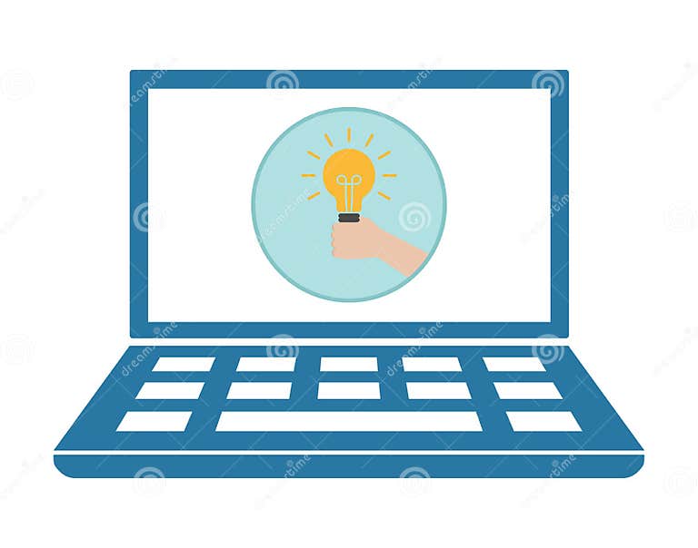 Laptop Computer with Lightbulb Stock Vector - Illustration of concept ...