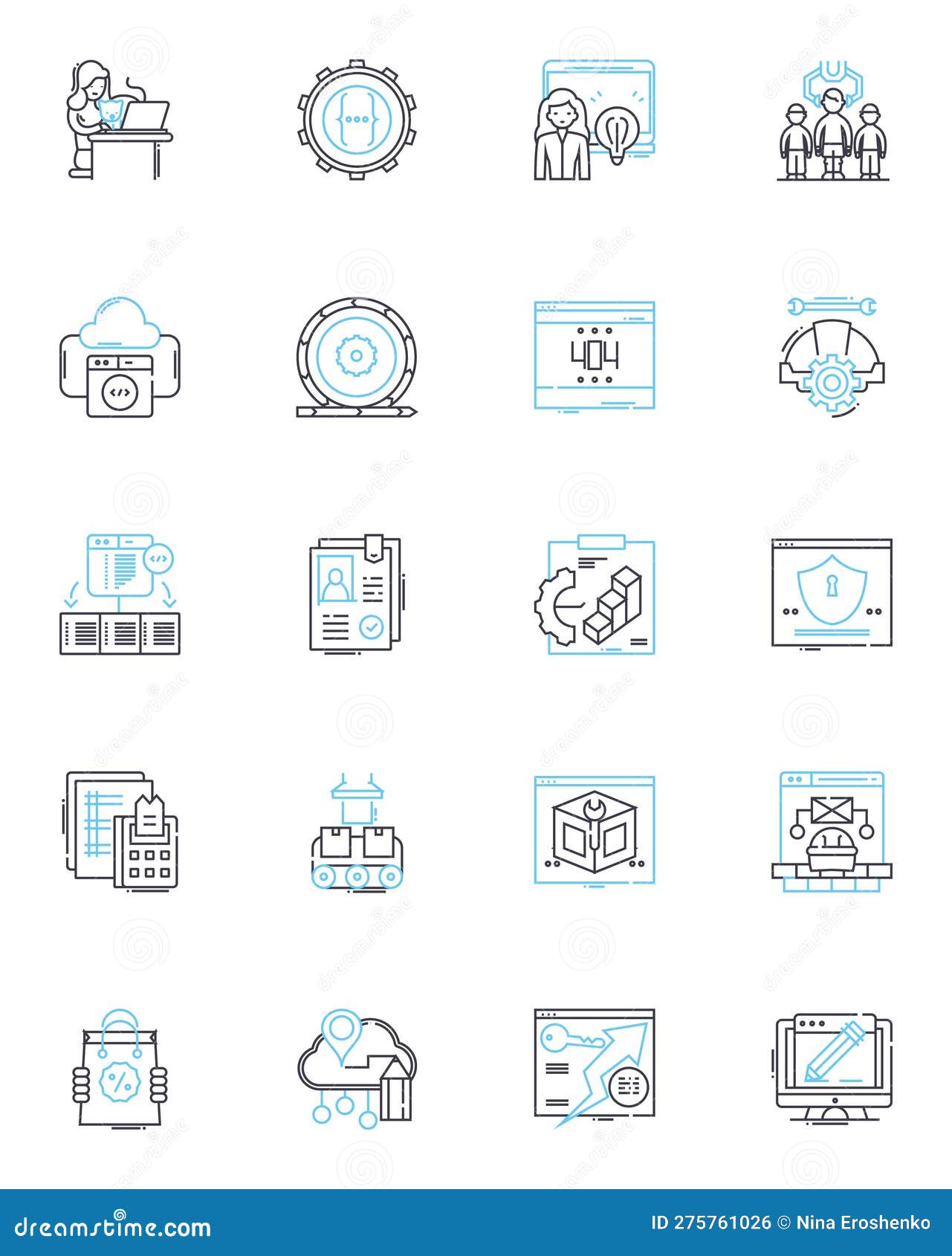 Laptop Computer Linear Icons Set. Portable, Compact, Lightweight ...