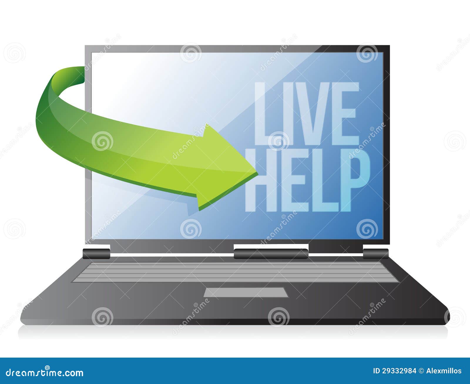 Laptop computer live help stock illustration. Illustration of support ...