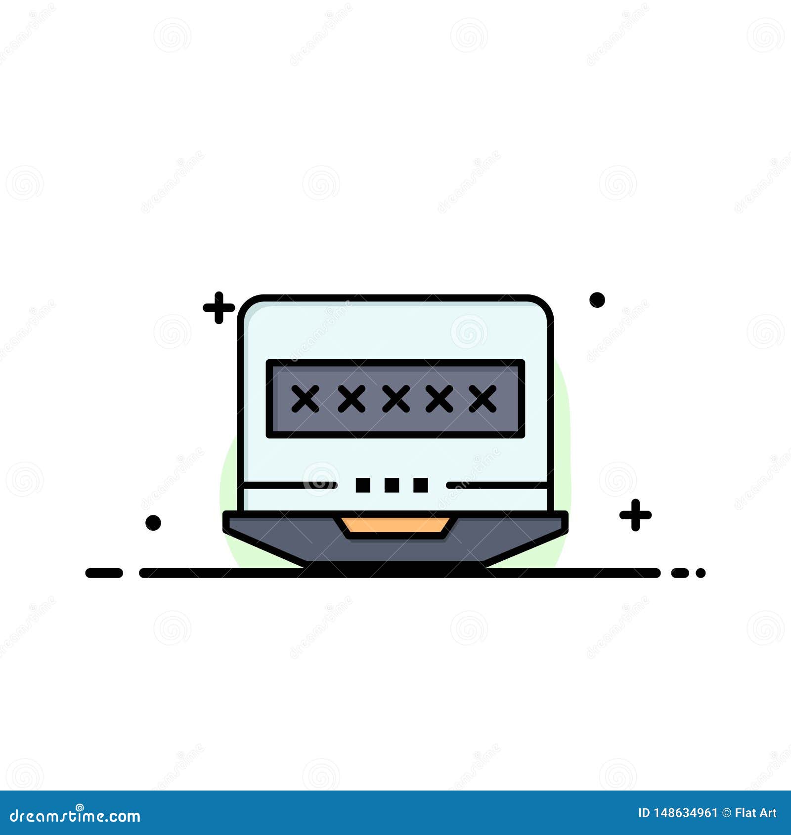 Laptop, Computer, Lock, Security Business Logo Template. Flat Color ...