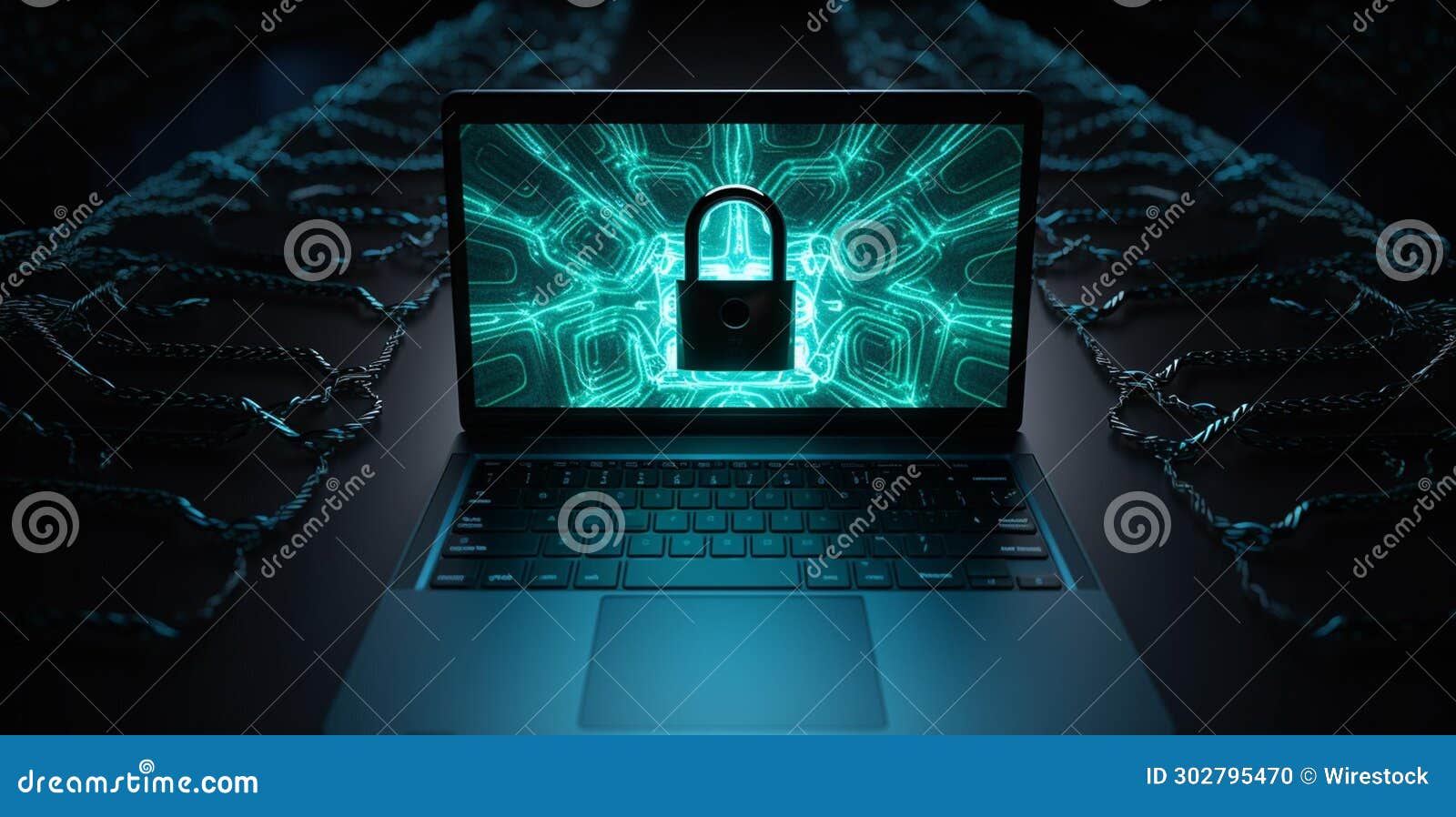 Laptop Computer Locked Securely with a Padlock, Ai-generated. Stock ... Laptop Computer Locked Securely with a Padlock, Ai-generated. Stock ...