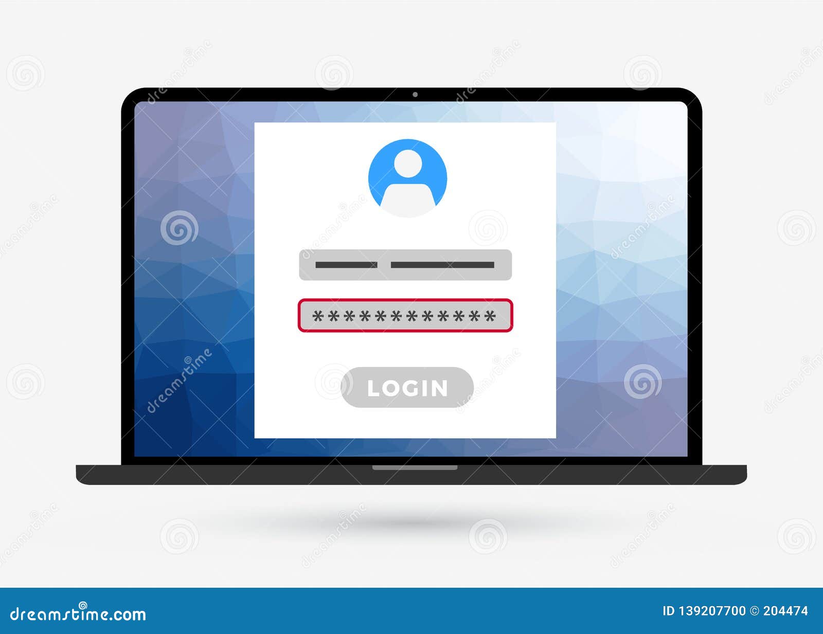 Laptop Computer with Login Page and Wrong Password Stock Vector ...