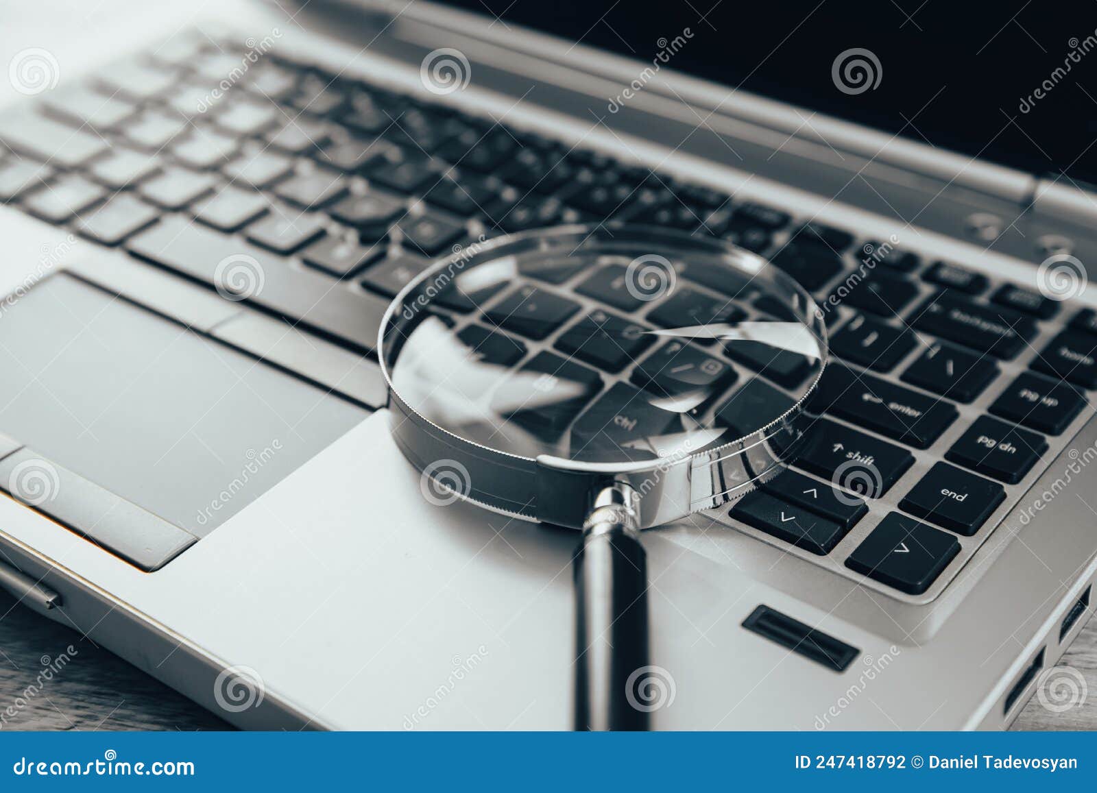 Laptop Computer with Magnifying Glass Stock Photo - Image of internet ...